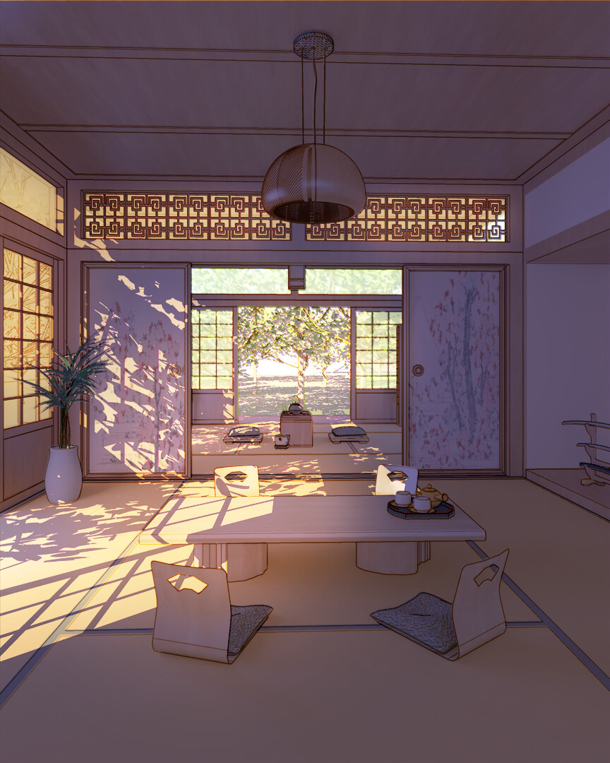 how to draw a japanese room