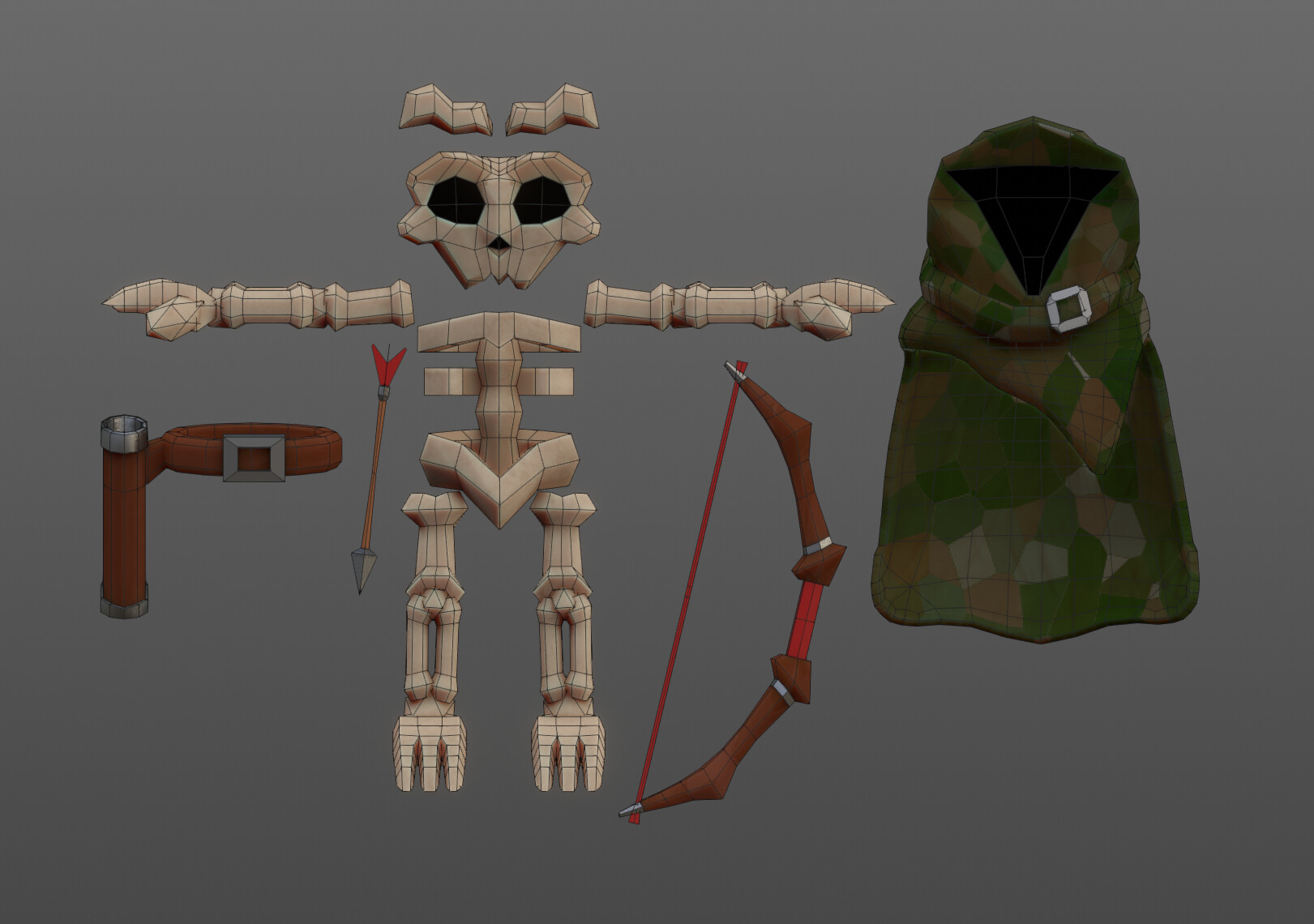 NVotW - Lowpoly ''Cloth simulation exercise'' /w Ranger Skeleton