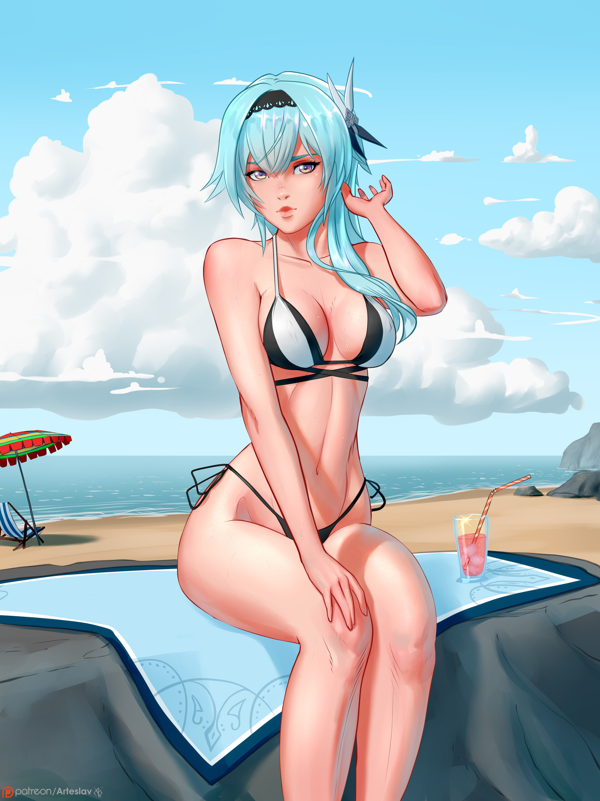 ArtStation - Eula on the beach (Genshin Impact)