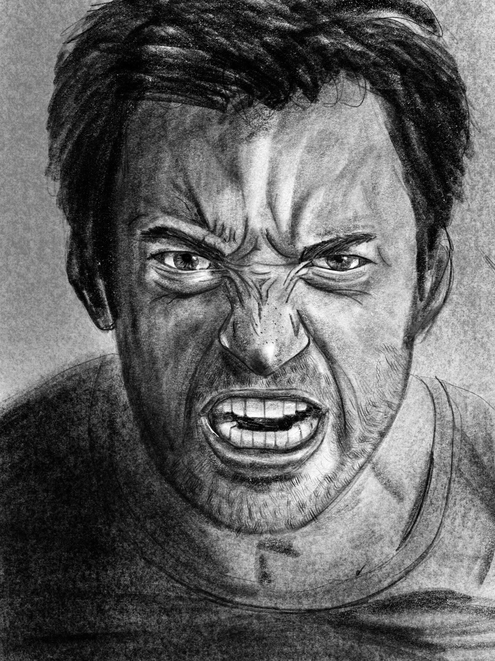 Realistic Angry Face Drawing