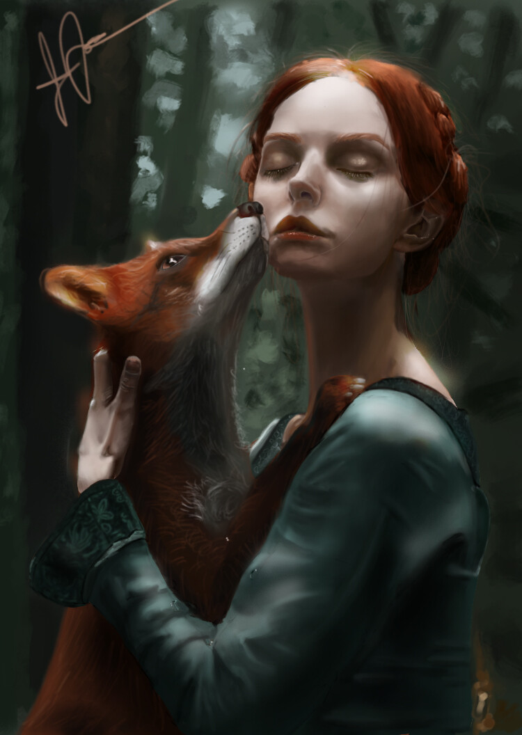 ArtStation - Fox and girl