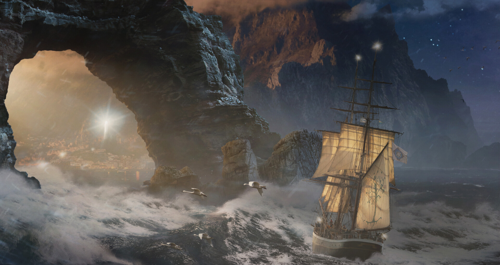 ArtStation - Back to the Harbour of Alqualonde - Matte Painting