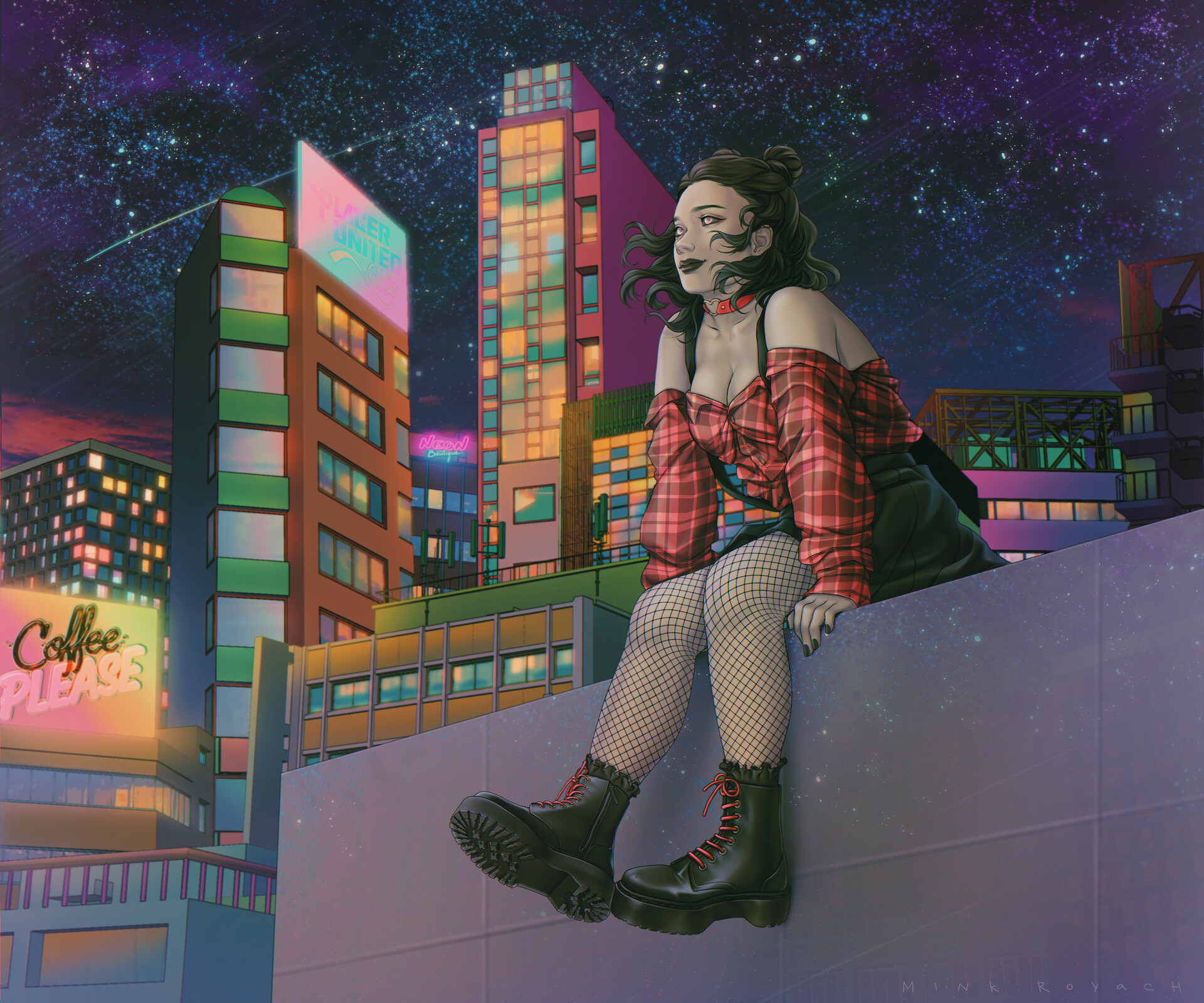 ArtStation - girl on the roof
