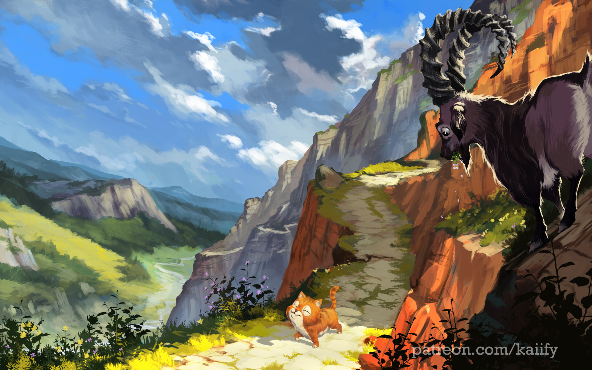 ArtStation - Cat and high mountain