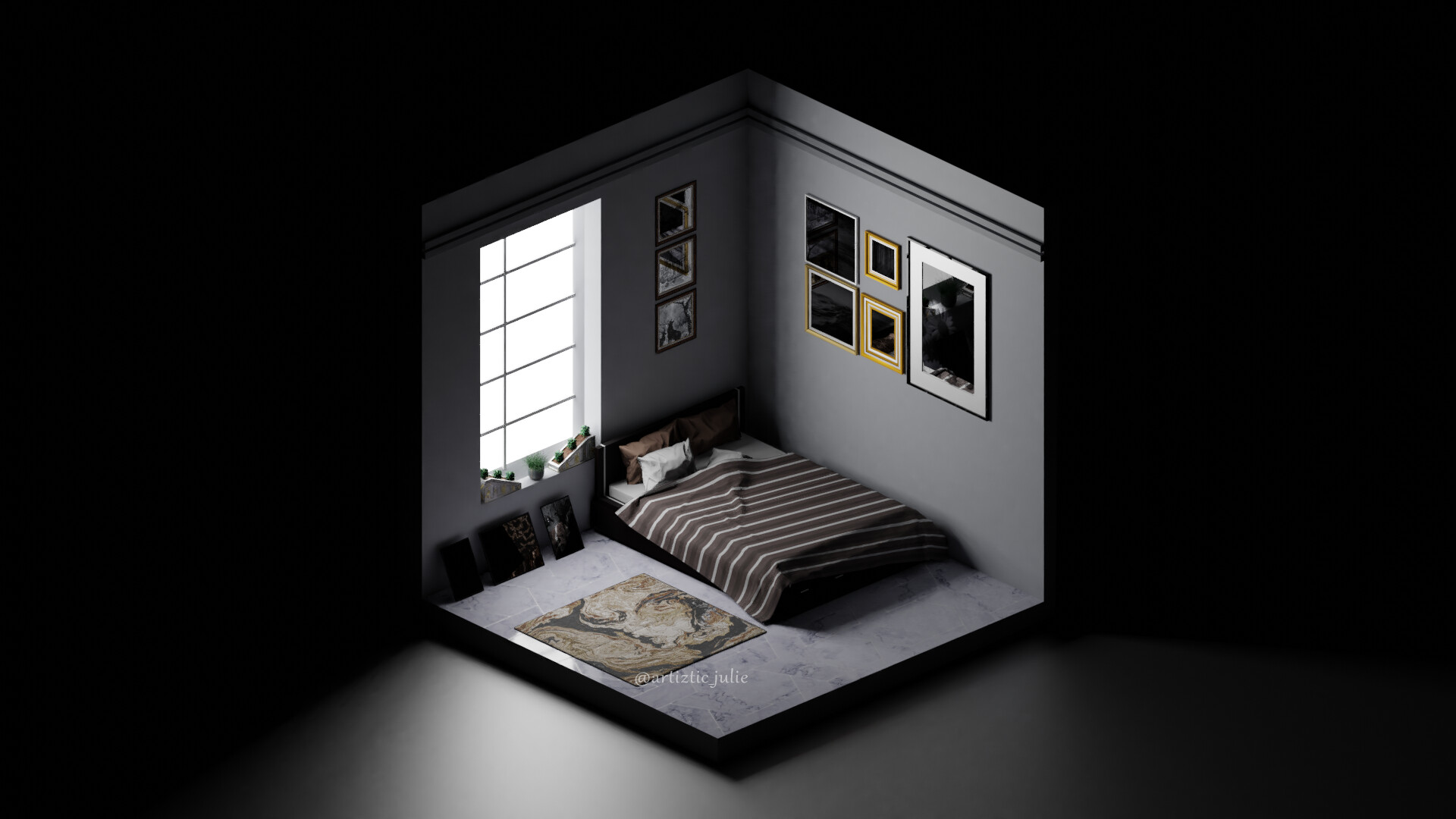 Jul - Isometric Contemporary Bedroom
