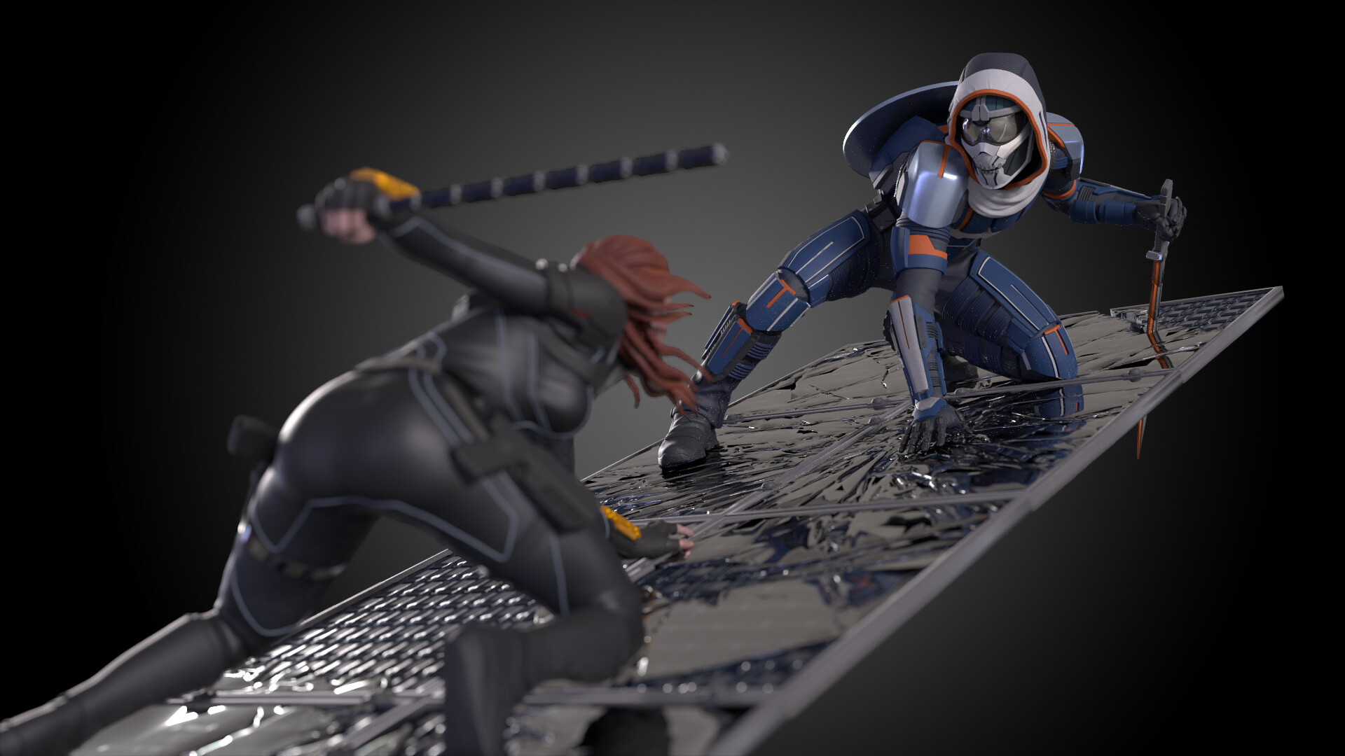 ArtStation - Black Widow vs Taskmaster Diorama