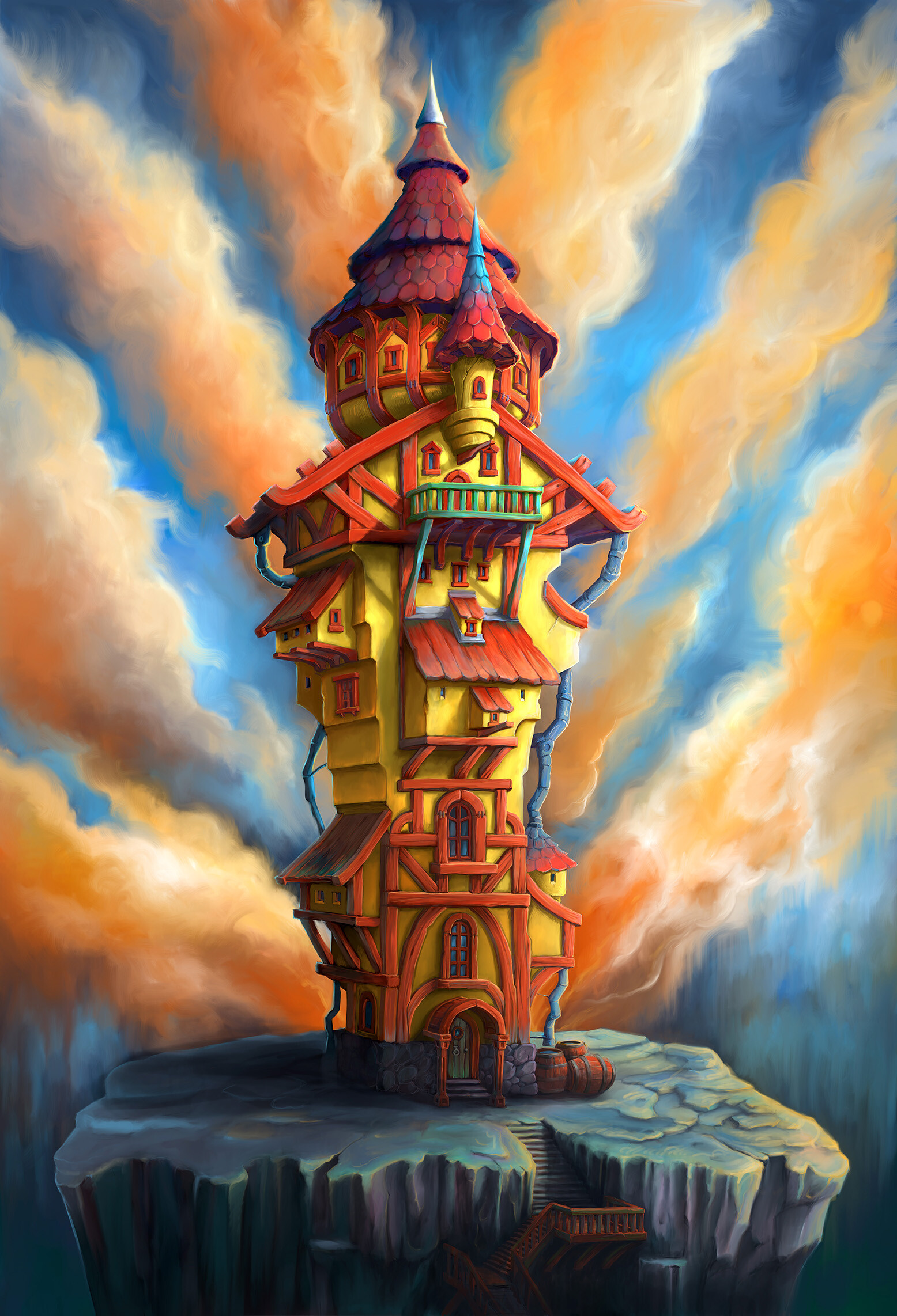 ArtStation - Yellow House on the rock