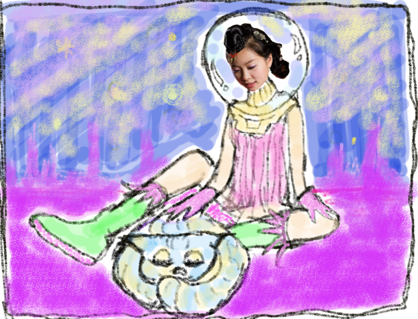 ArtStation - Space girl and space cat