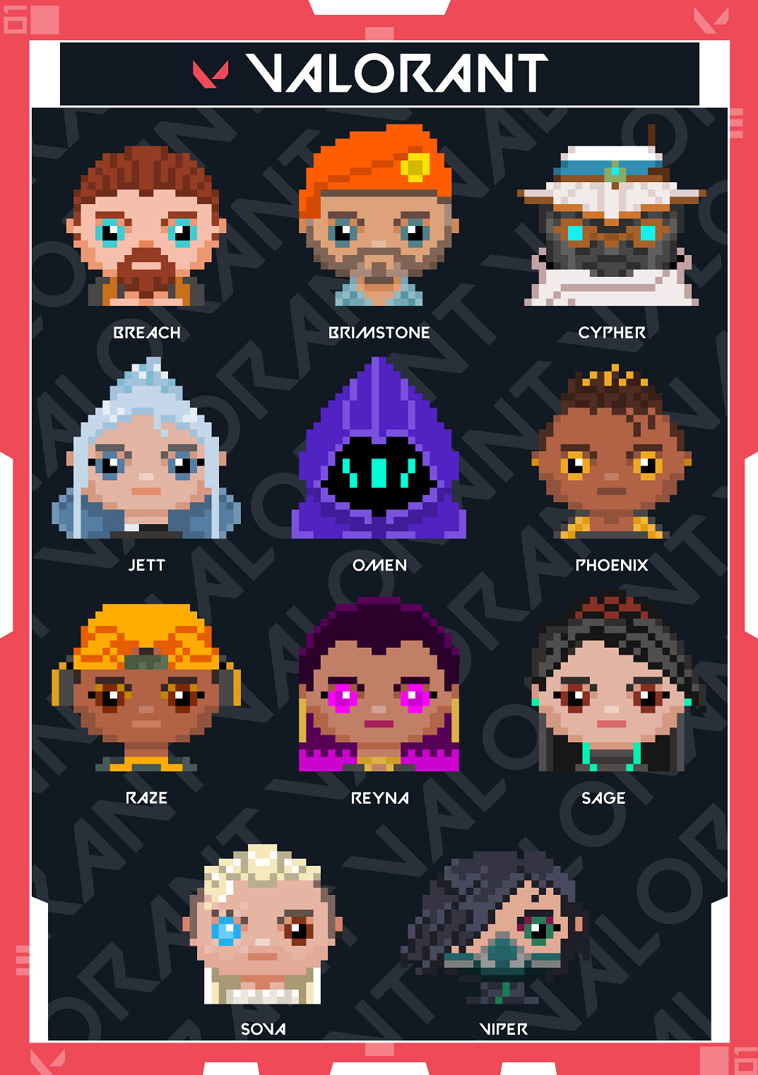 Aleksandar Kovač - Valorant Pixel Art Funko Pop Poster