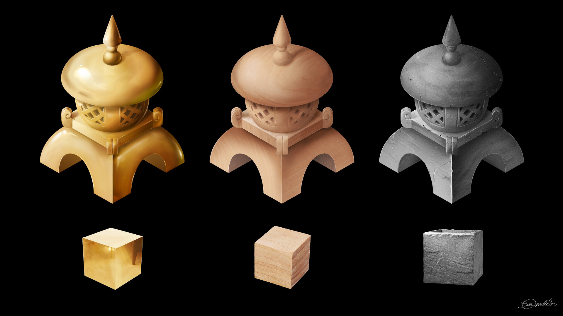 ArtStation - Texture & Material Studies: Prop Design set in Feudal Japan