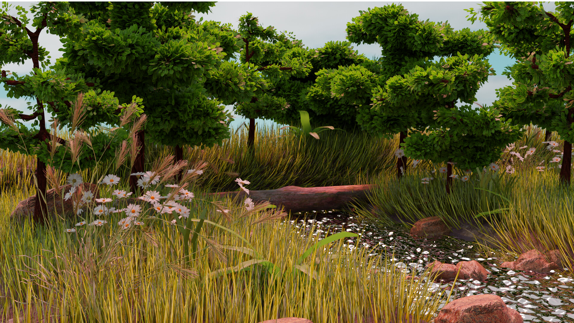 ArtStation - River side forest