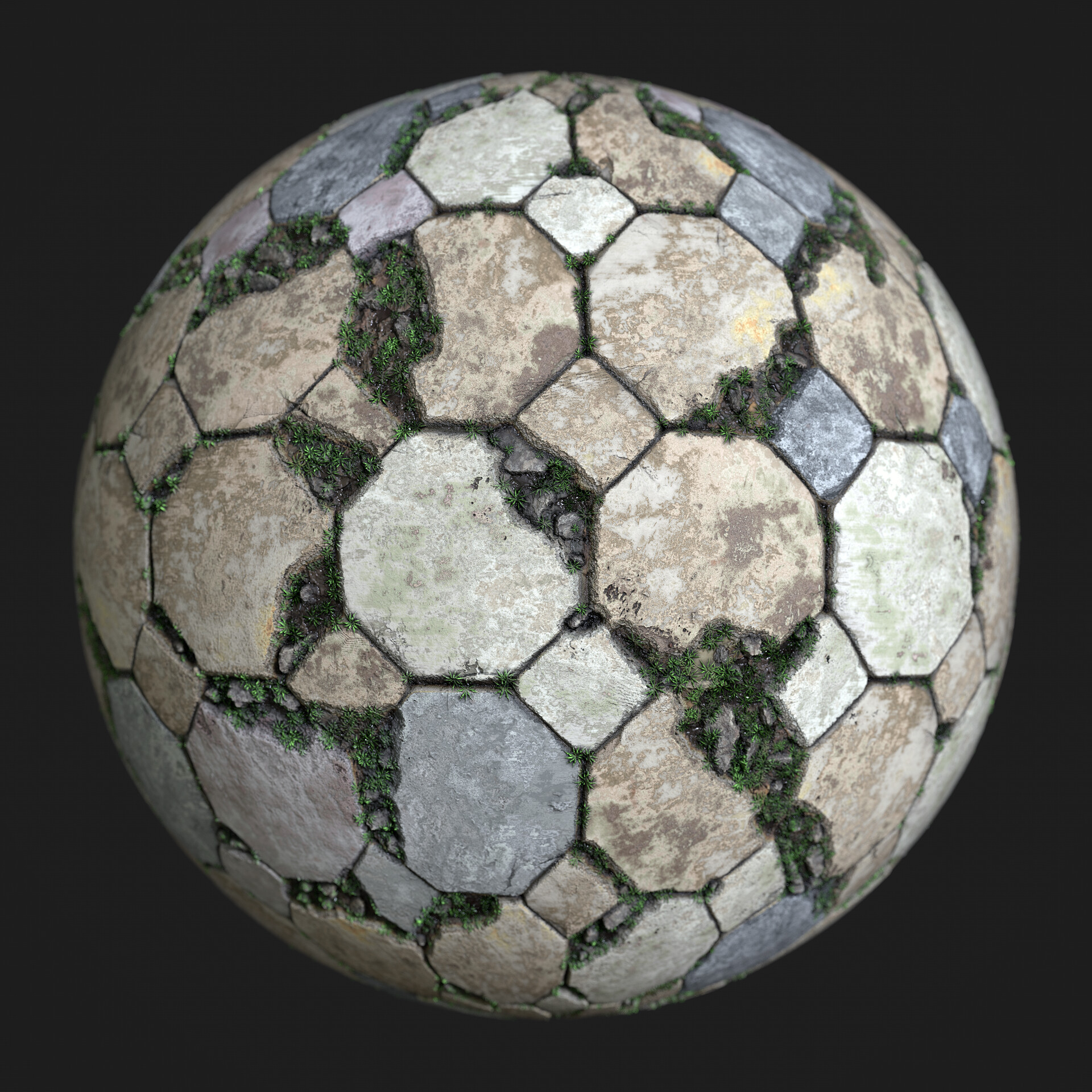 ArtStation - Damaged cobblestone road