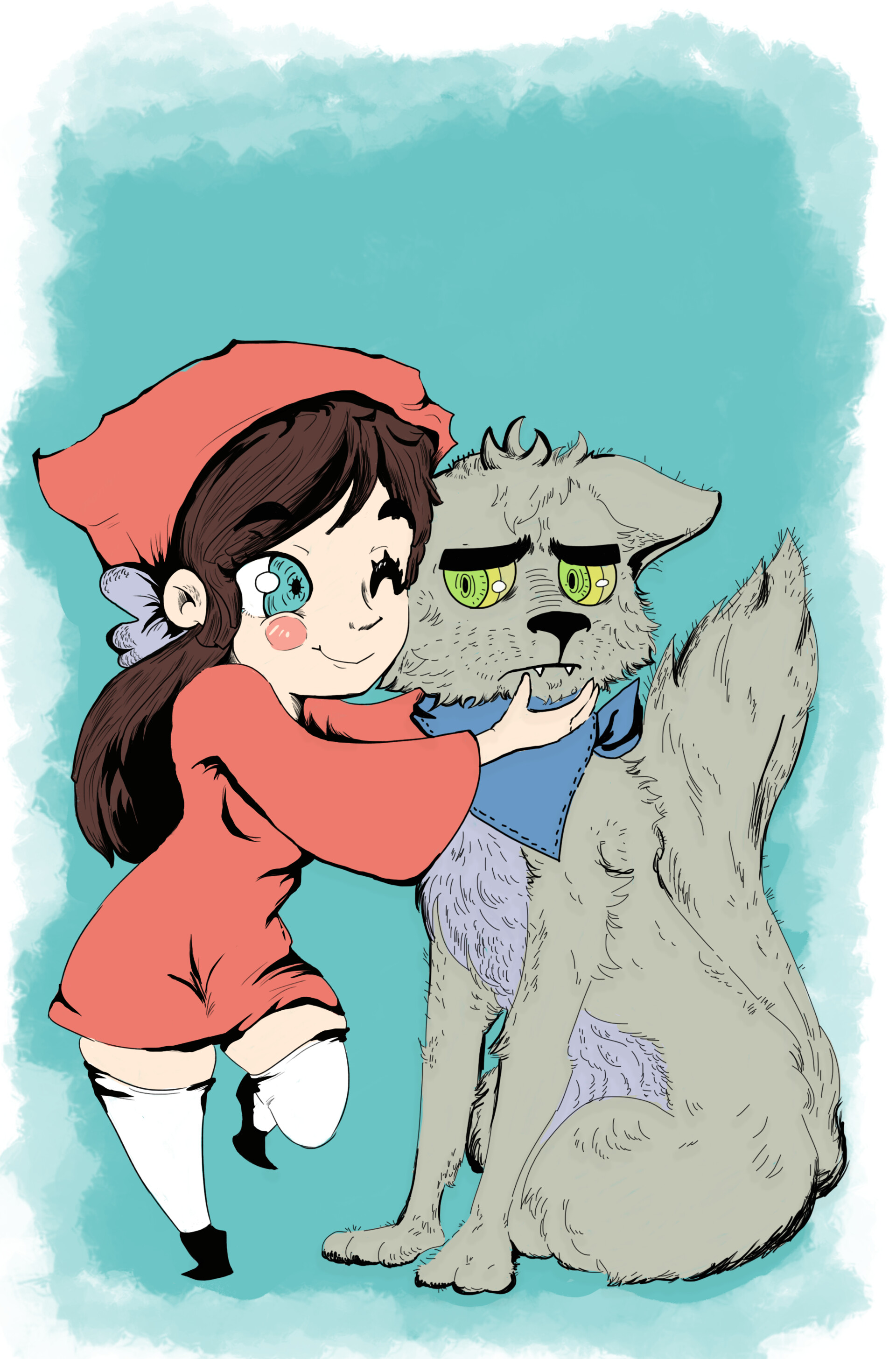 ArtStation - Little red and Wolf