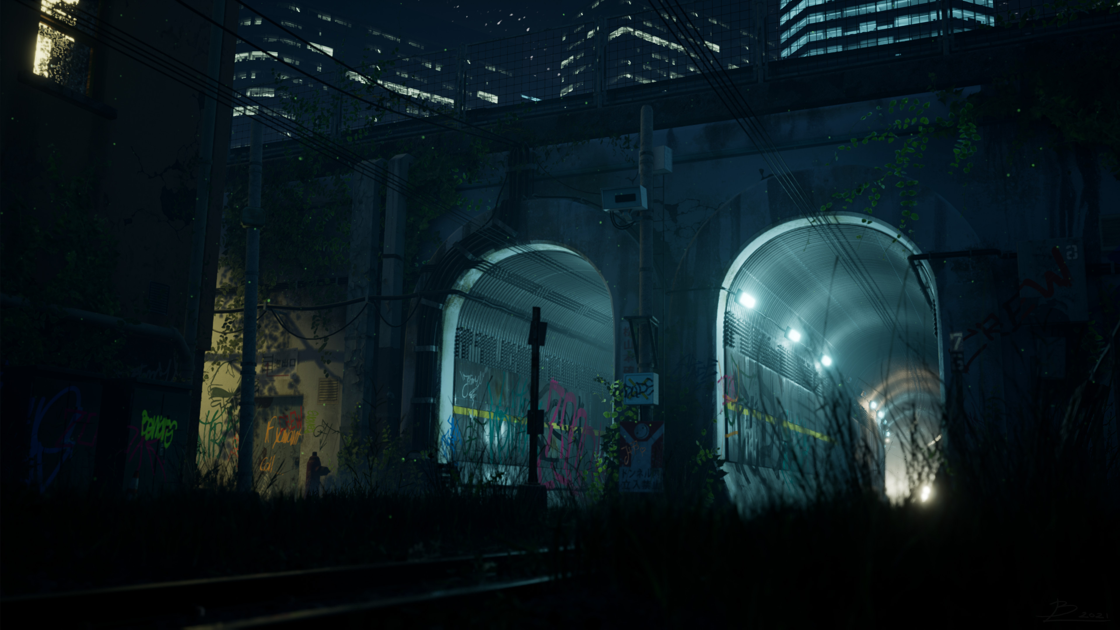 Anime Dark City Background