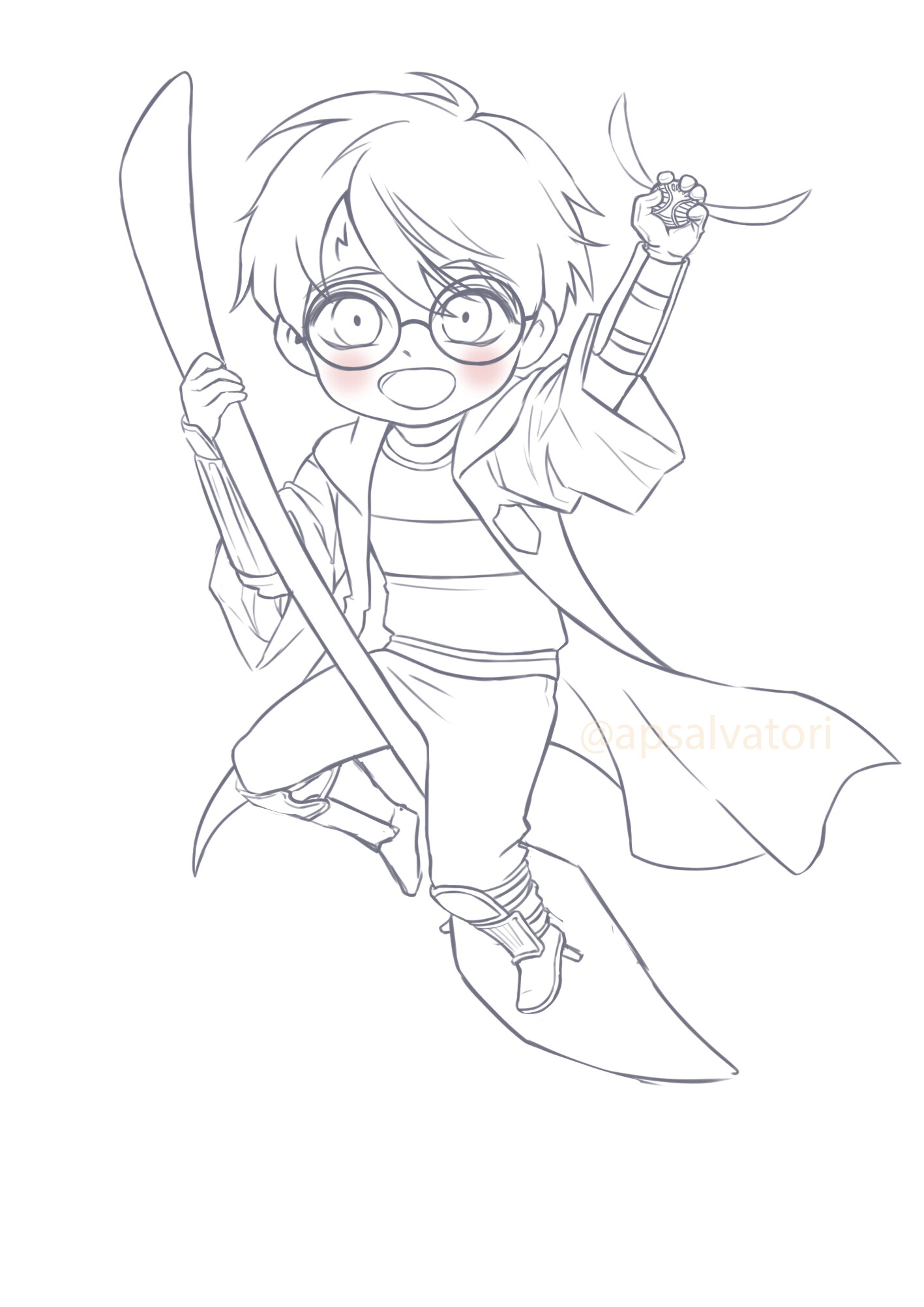 how to draw chibi harry potter
