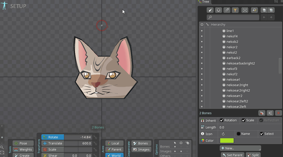 ArtStation - rigging 3D cat head in 2D SPINE animation