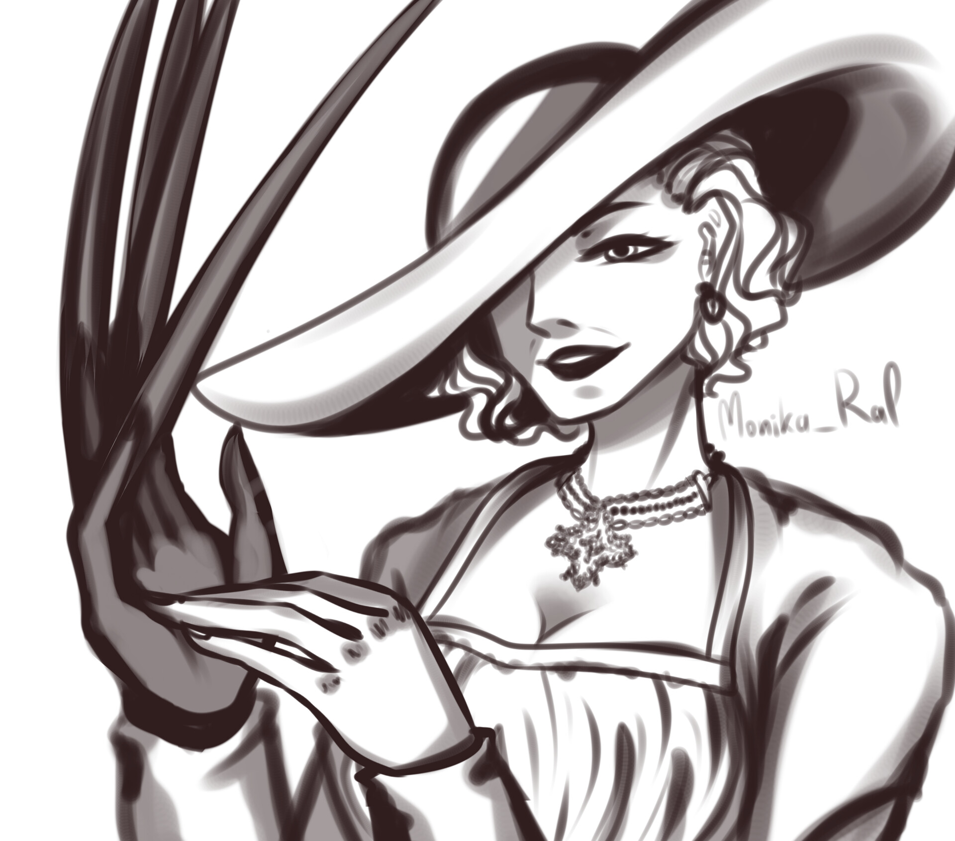 ArtStation - Lady Dimitrescu fanart-sketch