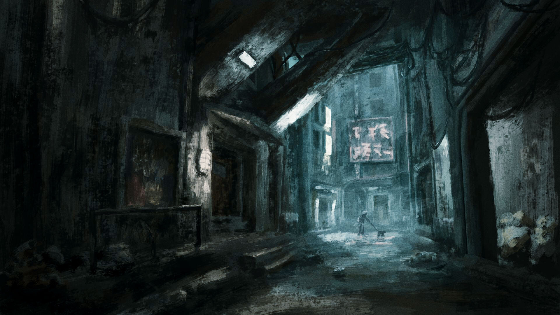 ArtStation - Drawing Practice - Street at night