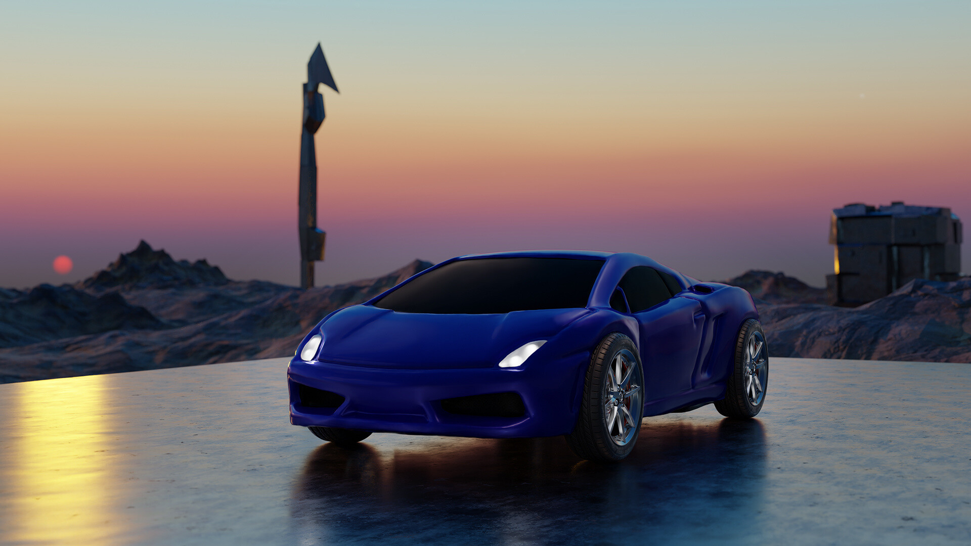 ArtStation - 3D Blue Lambo Entirely Made in CGI