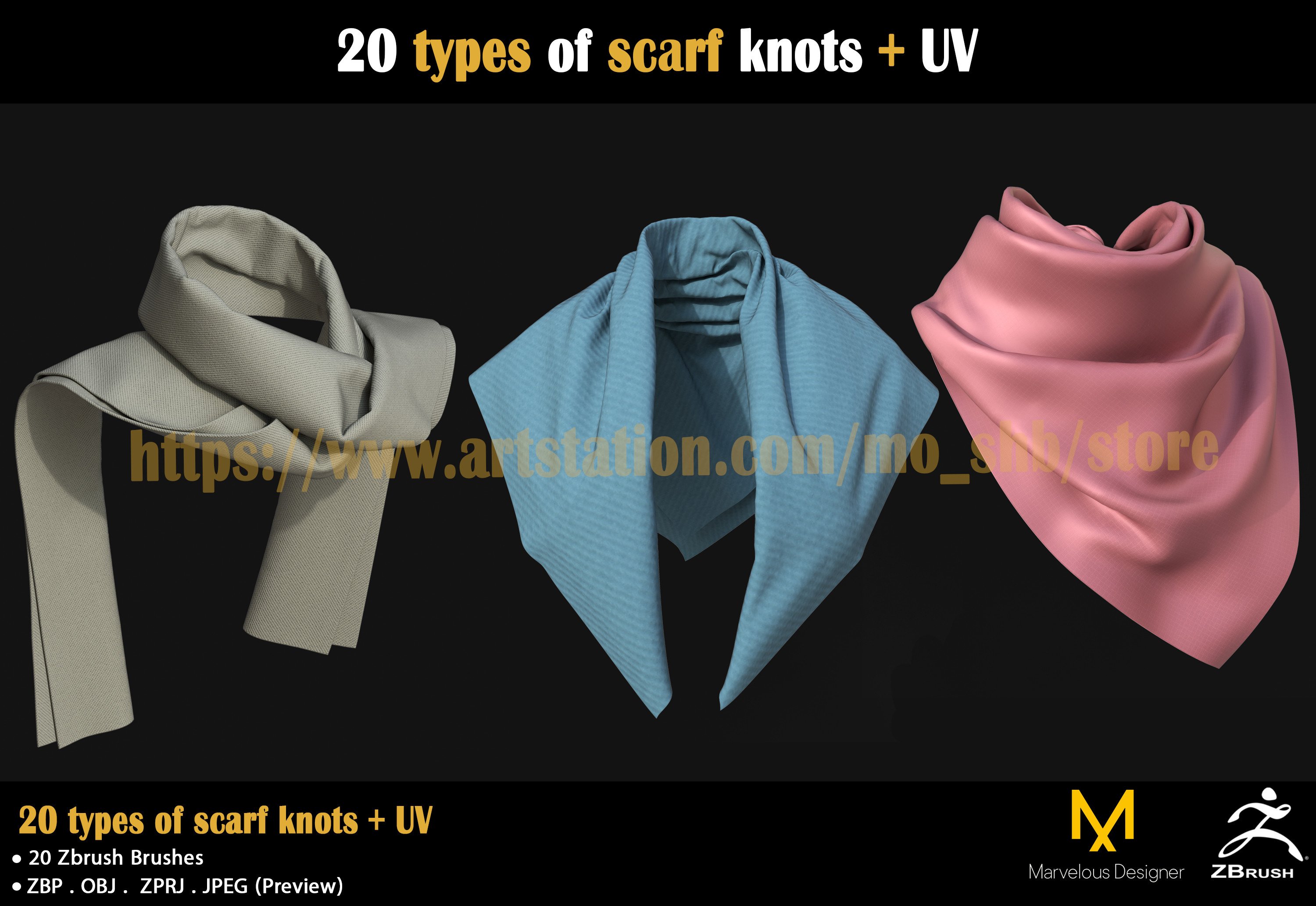 mohamad shalibaik - 20 types of scarf knots + UV