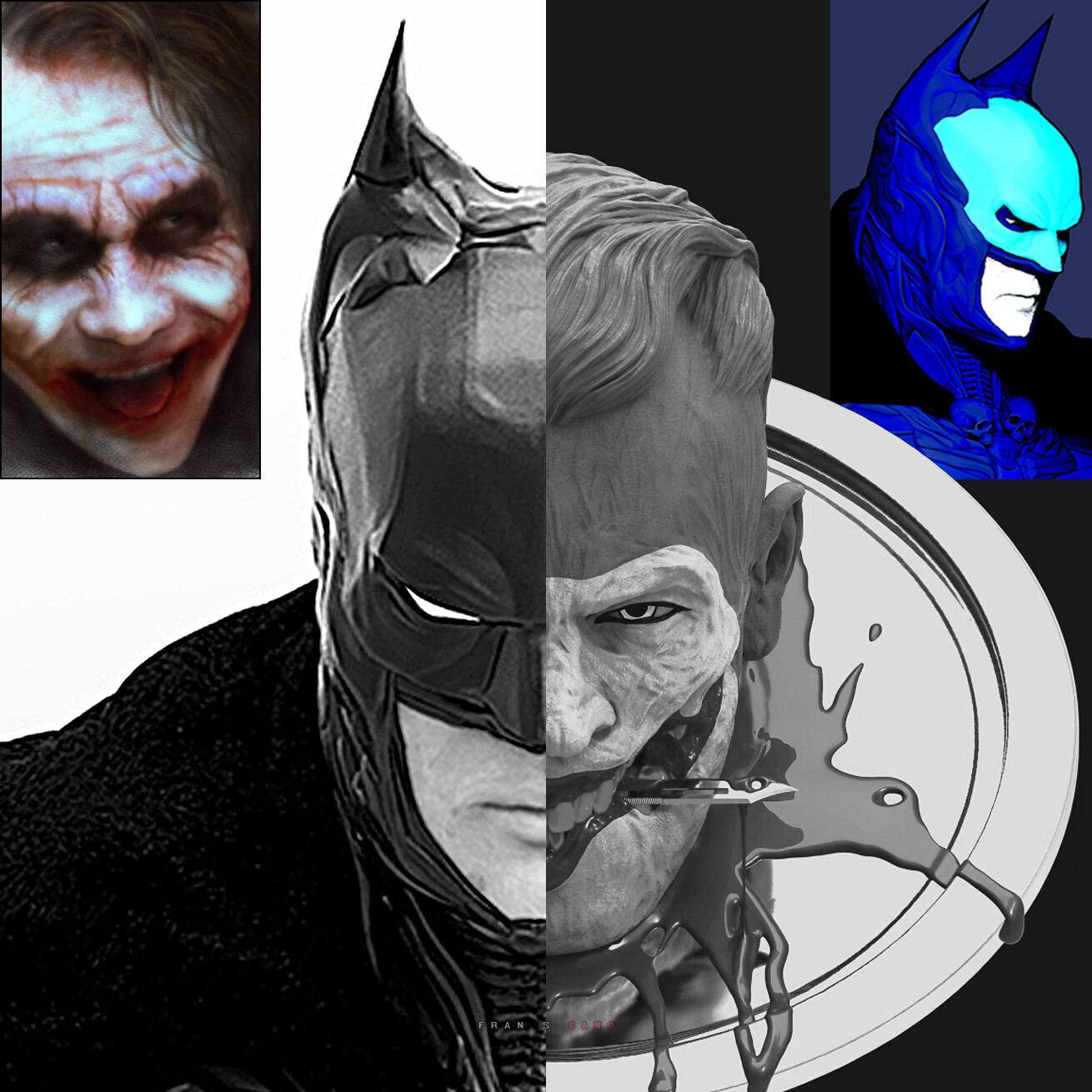 Half Batman Joker Face