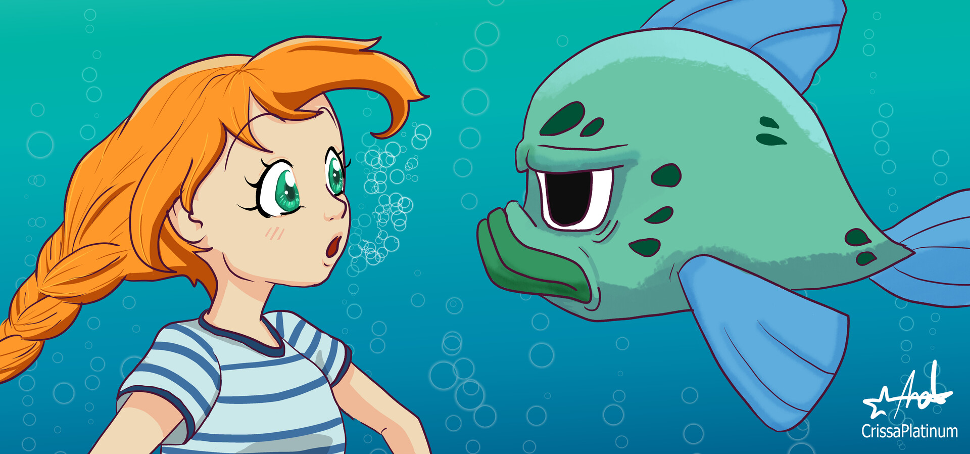 ArtStation - The girl and the fish, So grumpy....