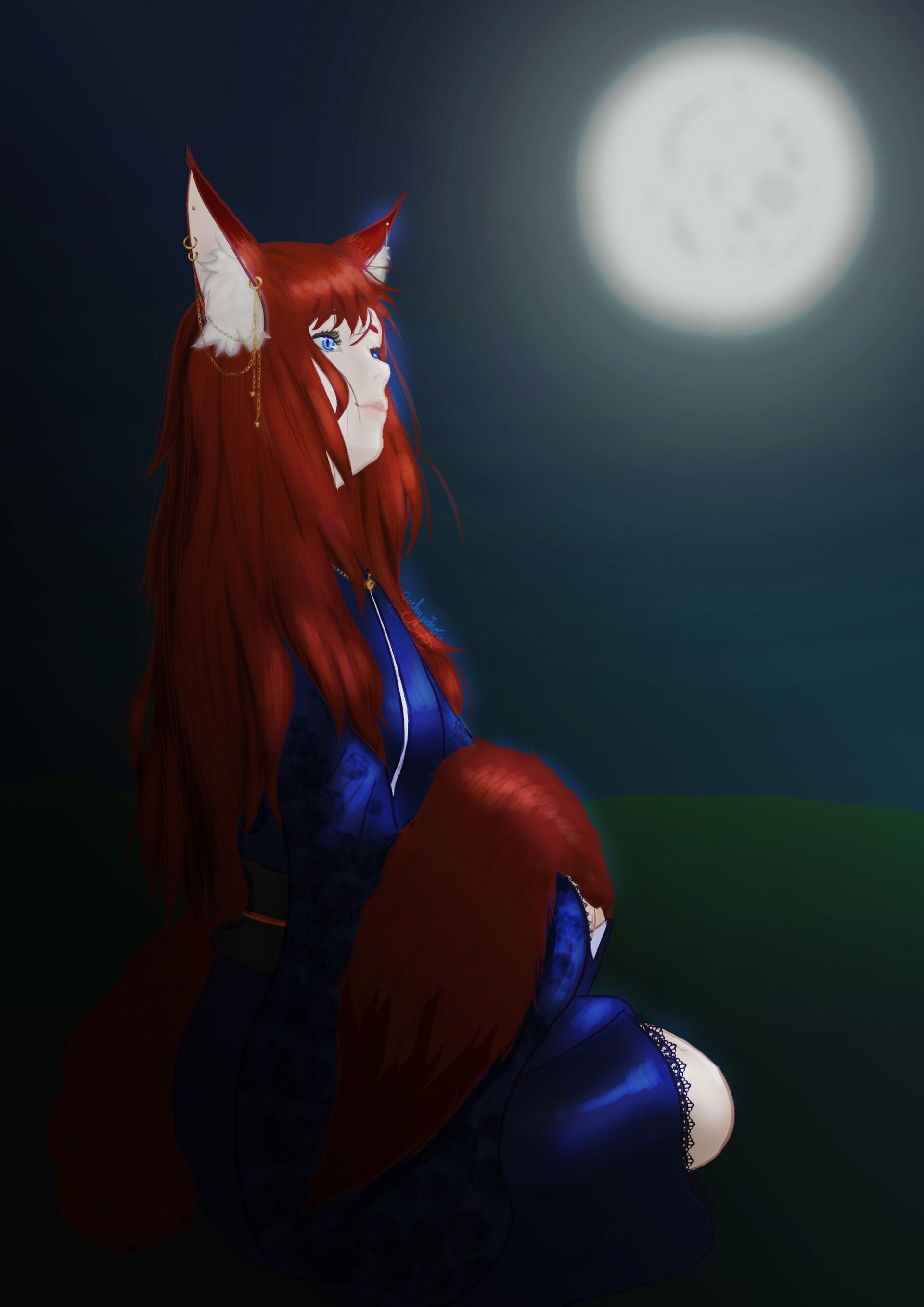 ArtStation - Moongazing kitsune