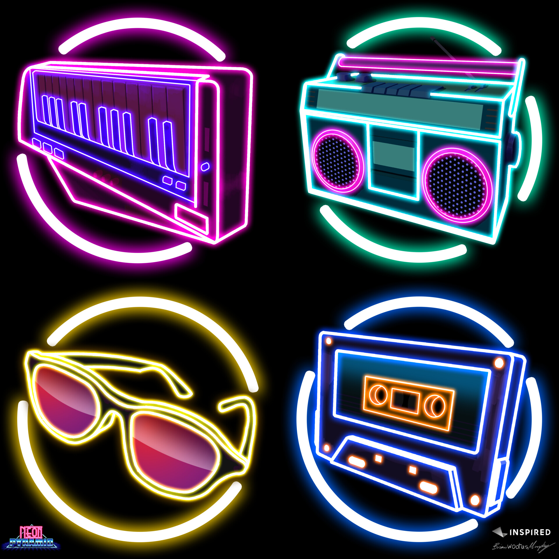 ArtStation - Neon Pyramid Symbols