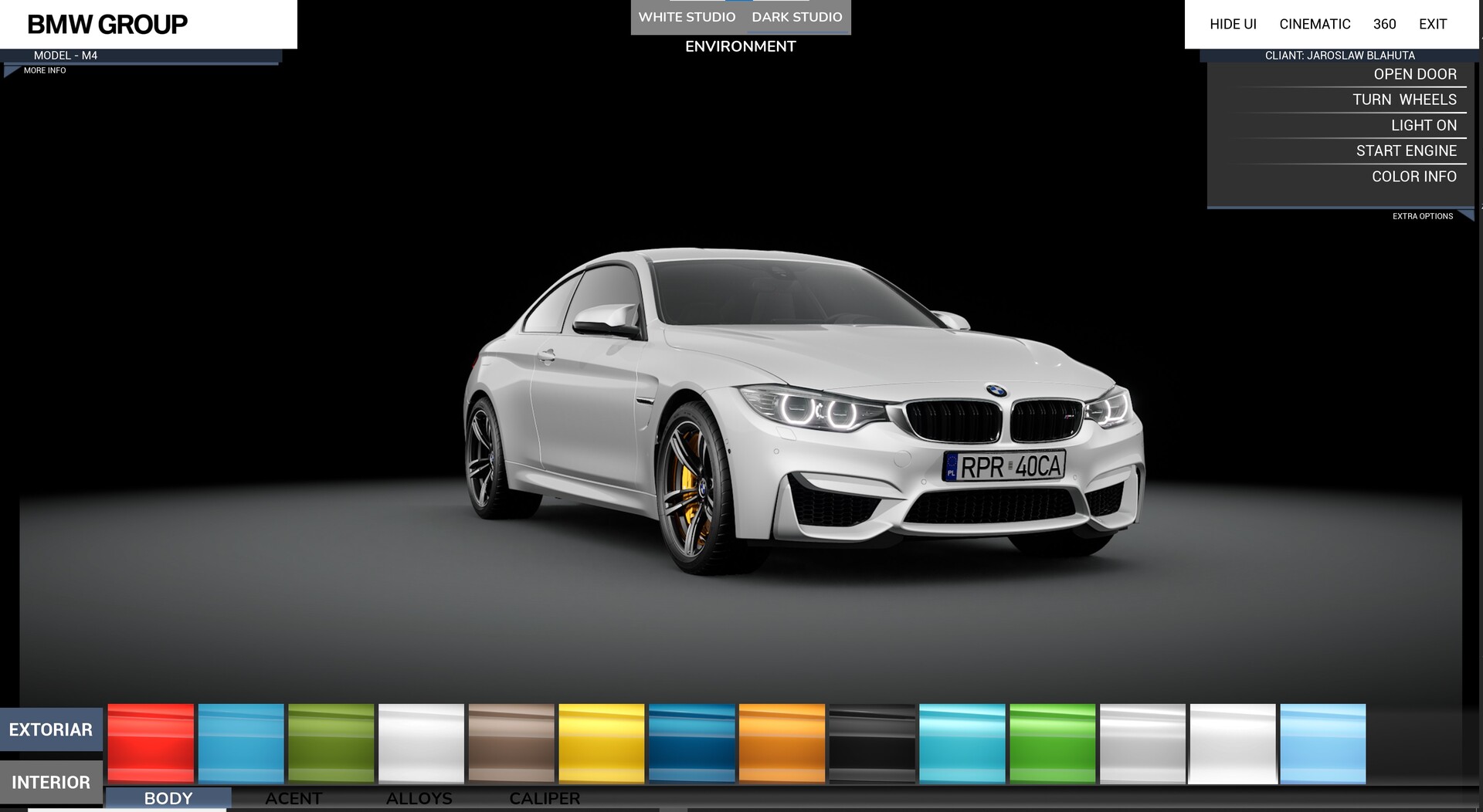 Jarosław Błahuta - Car configurator Unreal Engine 4 (BMW M4)