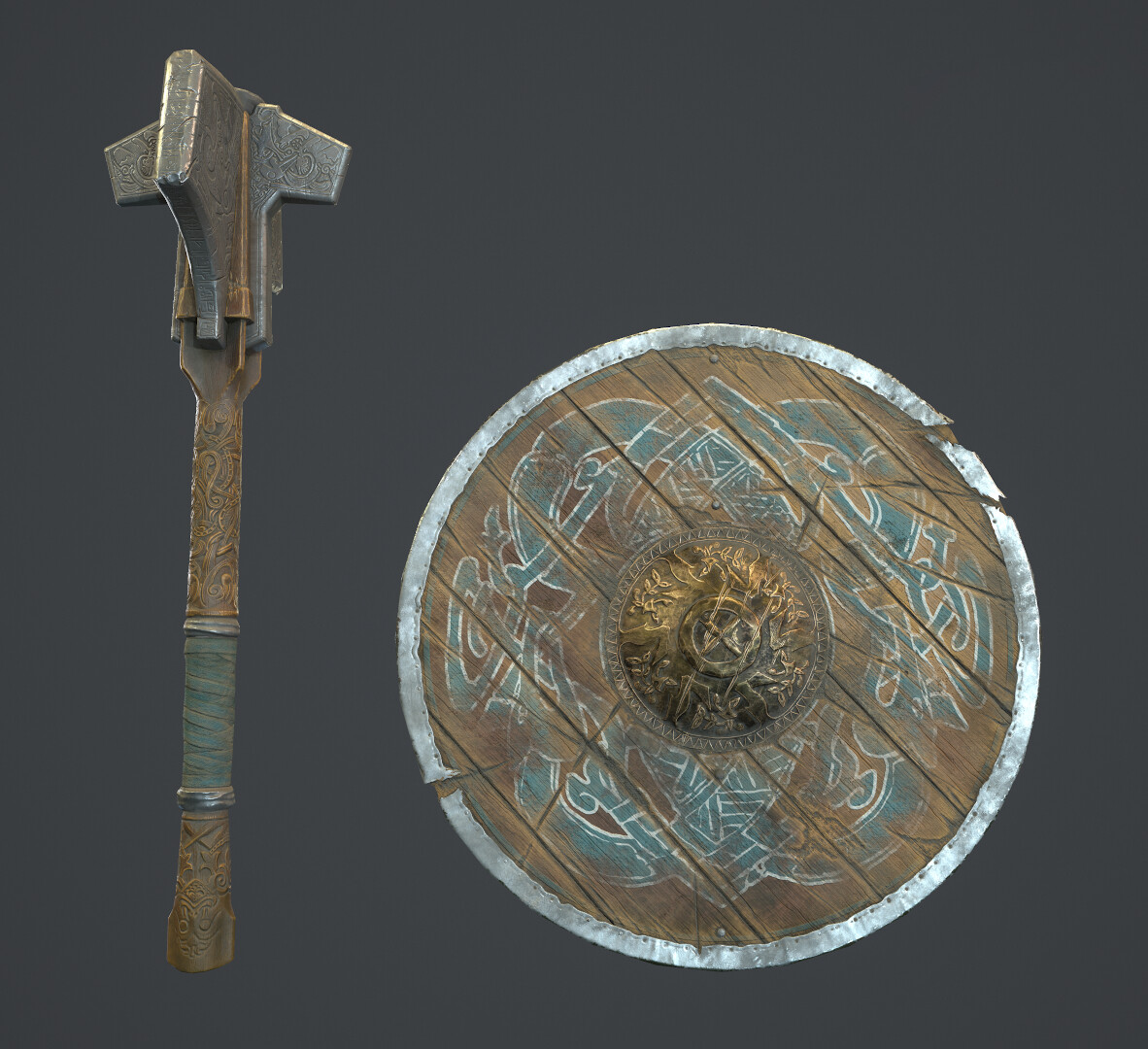 ArtStation - VIKING Mace and Shield