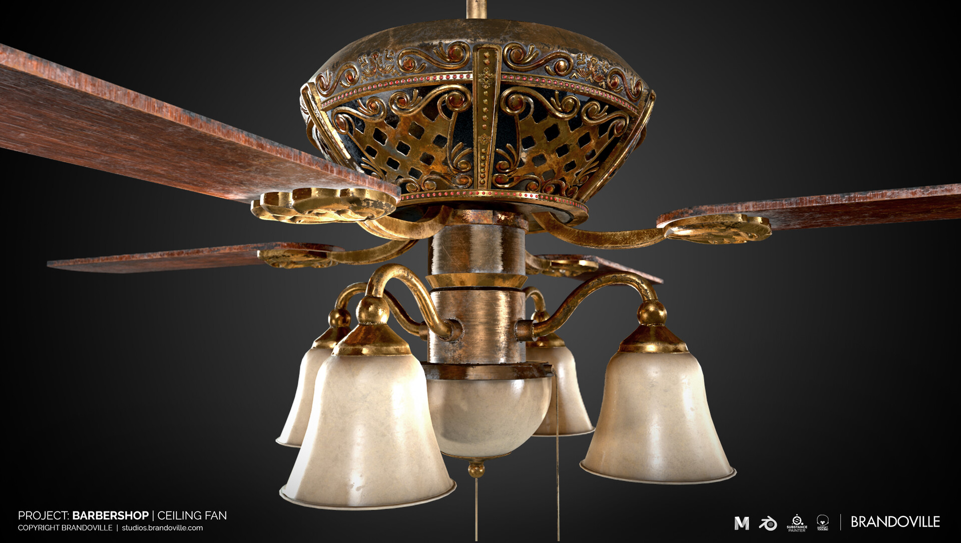 Brandoville Studios - Project: Barbershop | Ceiling Fan Prop