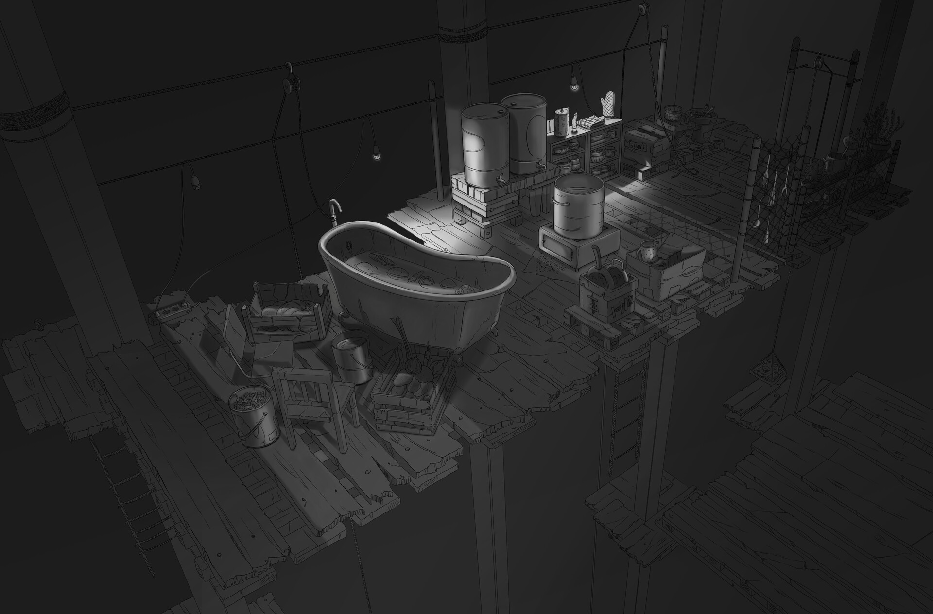 ArtStation - Hell's College - the hanging shelter