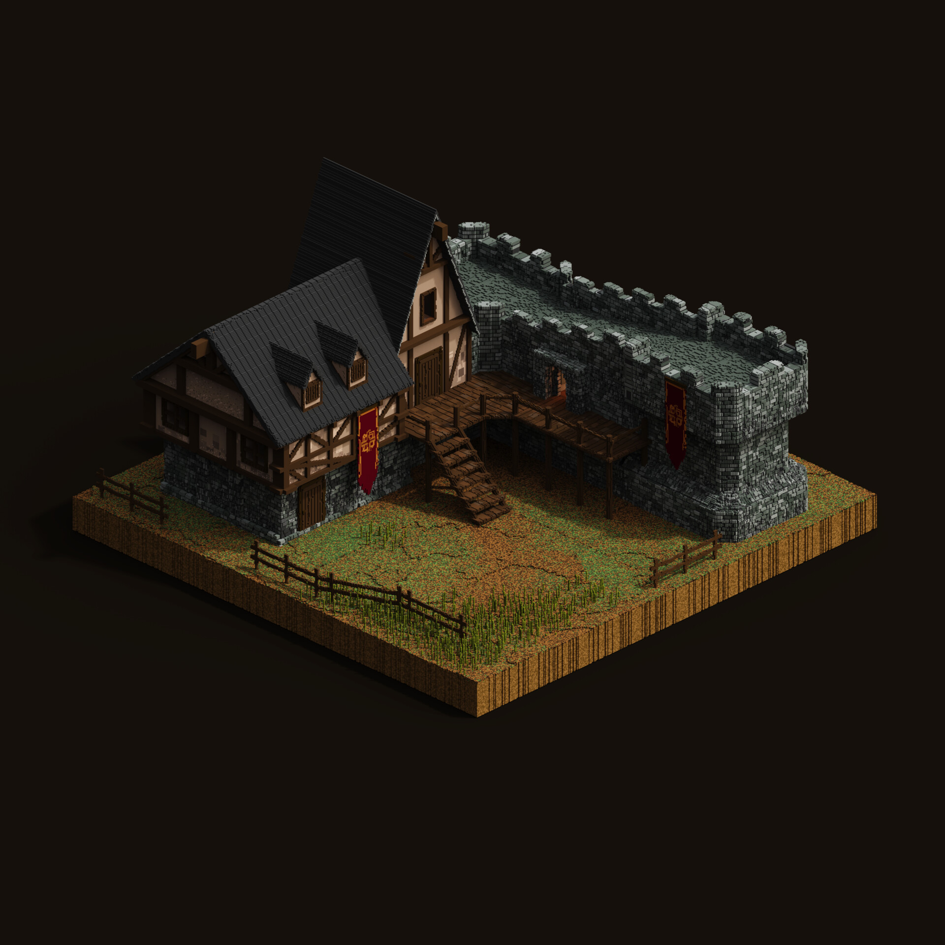 ArtStation - Voxel Medieval Outpost
