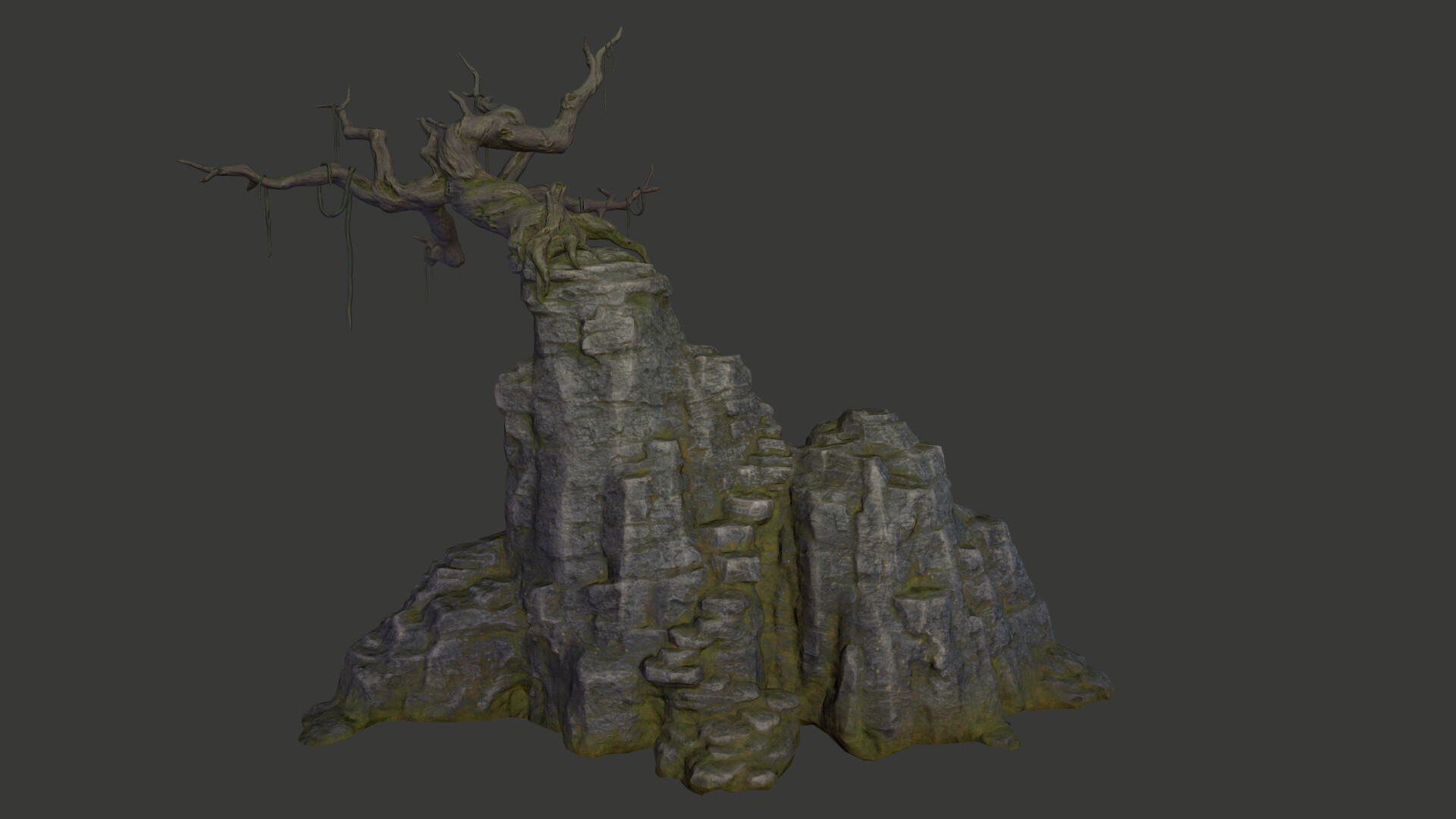 ArtStation - practice :a tree on a top of the mountain