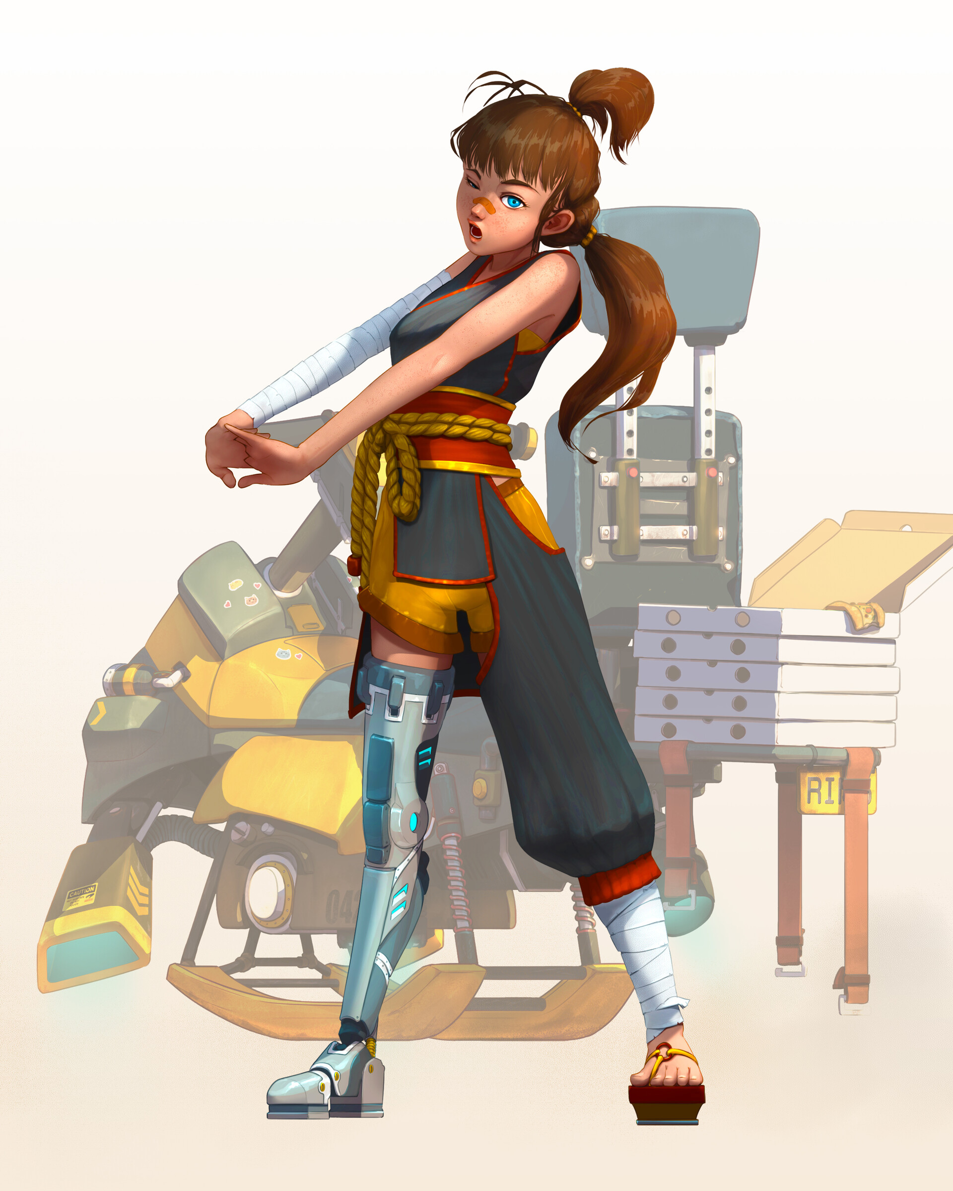 ArtStation - Cyberpunk Pizza Delivery Girl