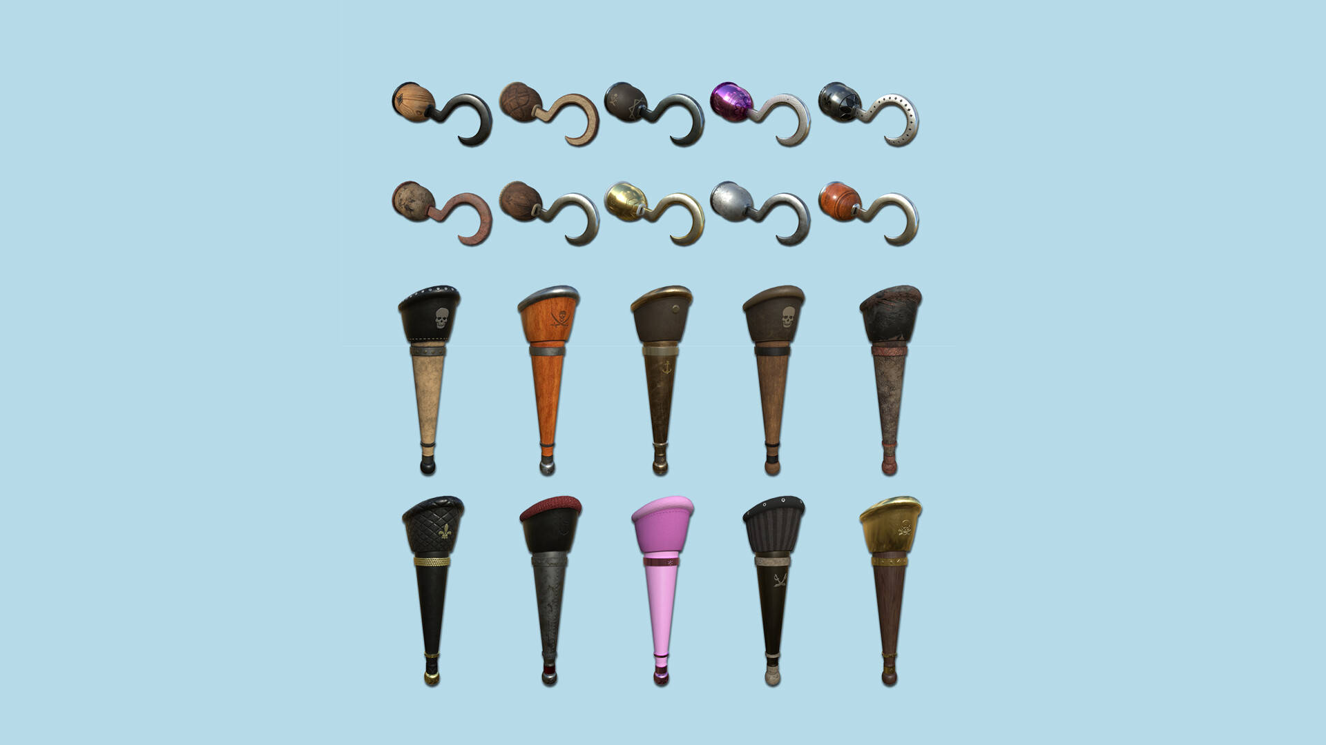 ArtStation - Pirate Hooks and Peglegs - Character Design - PBR CGI