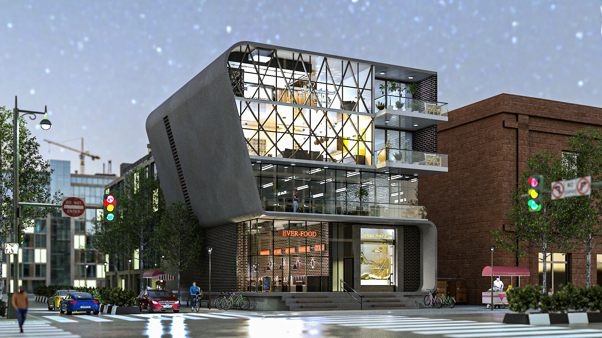 ArtStation - Daylight render of a commercial cum residential building.