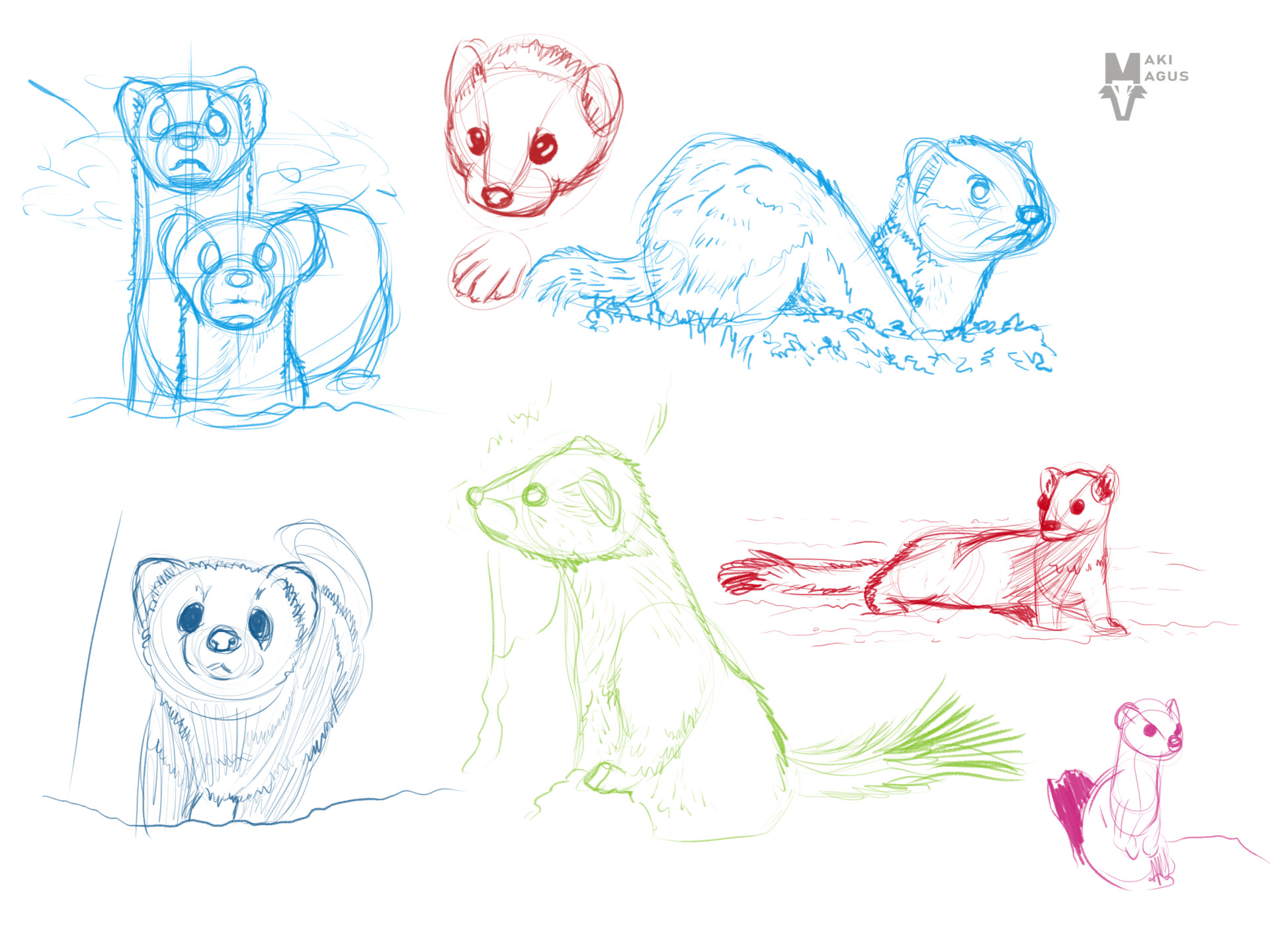 ArtStation - Various Sketches of Weasels