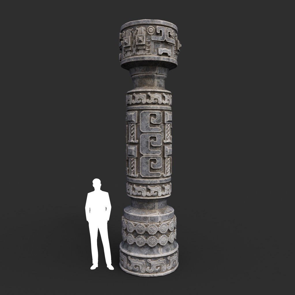 3D Models by 3D Landscape - Low poly Mayan Inca Aztec Column Modular ...
