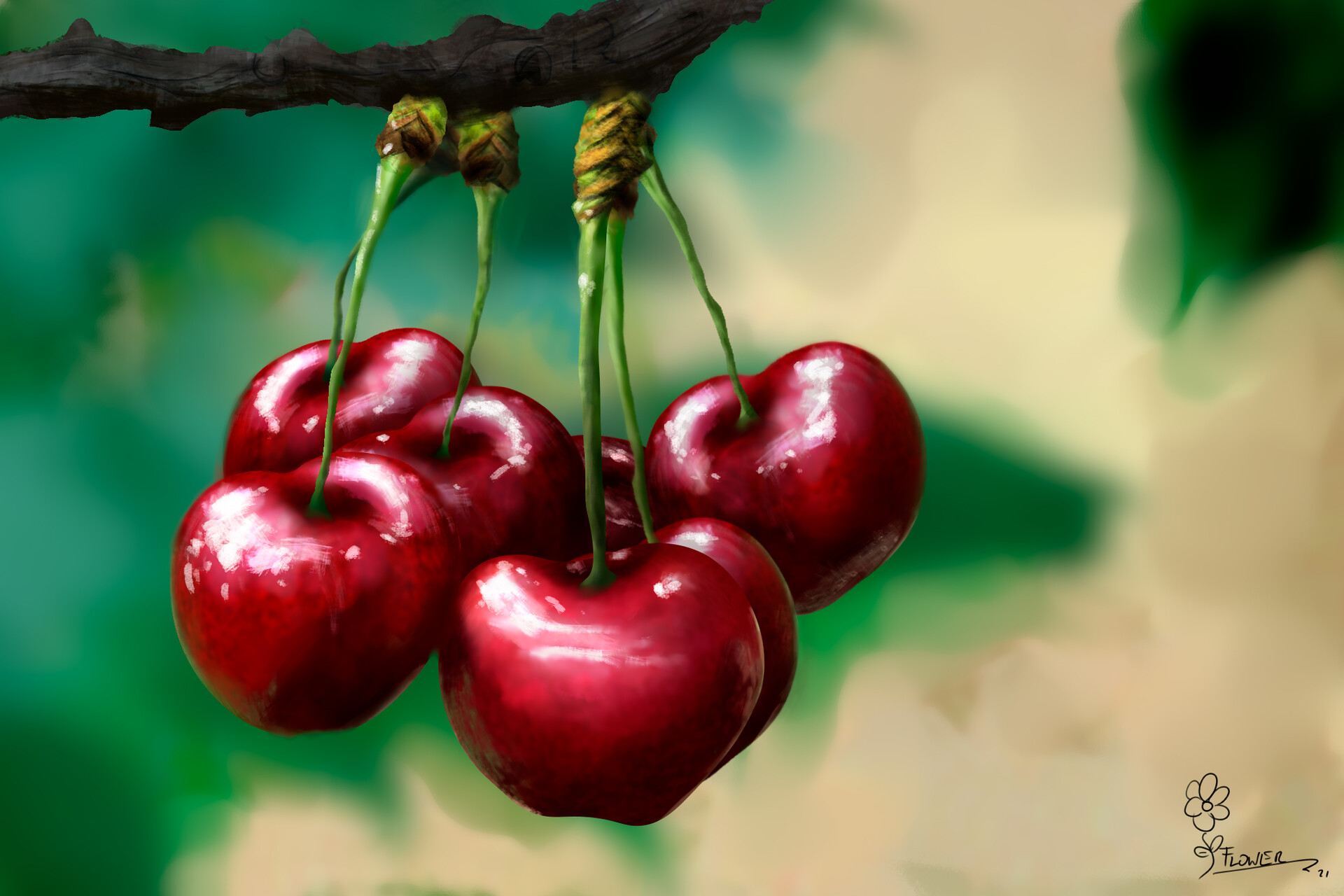 ArtStation - Cherries color & values study