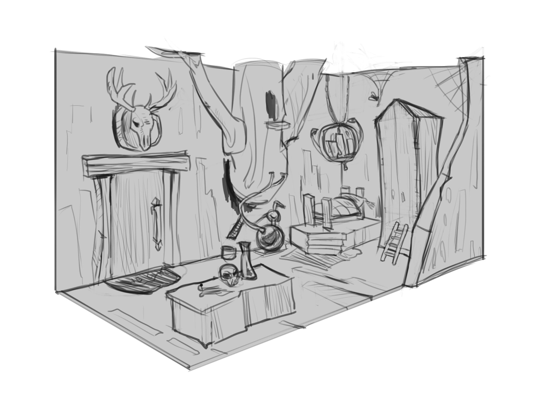 ArtStation - fantasy interior (sketch)