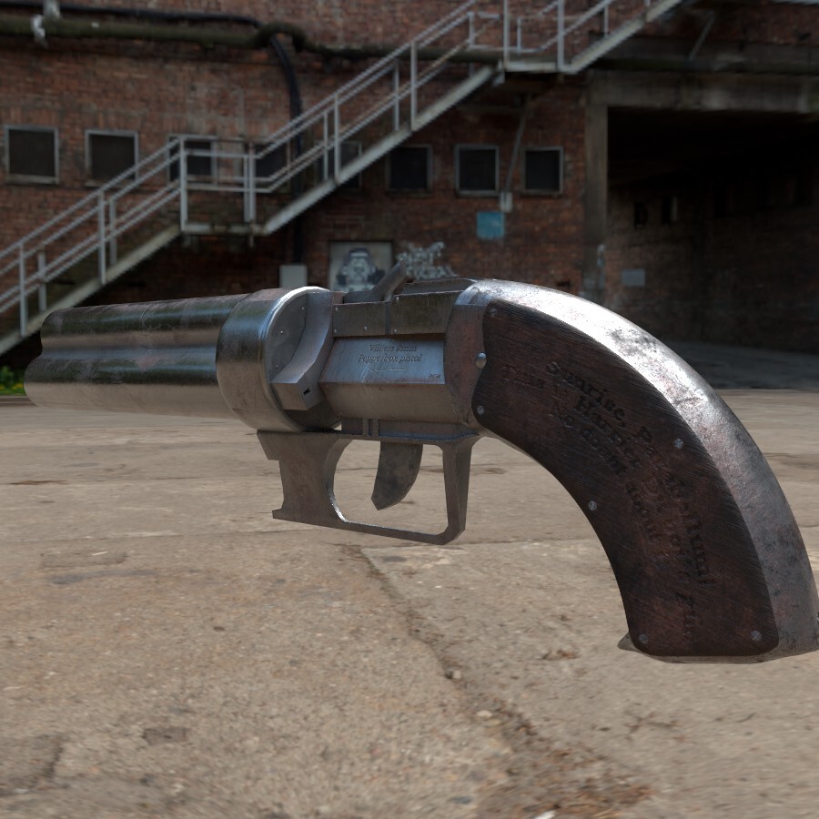 ArtStation - (Disco elysium fanart) Villiers 9mm pepperbox gun