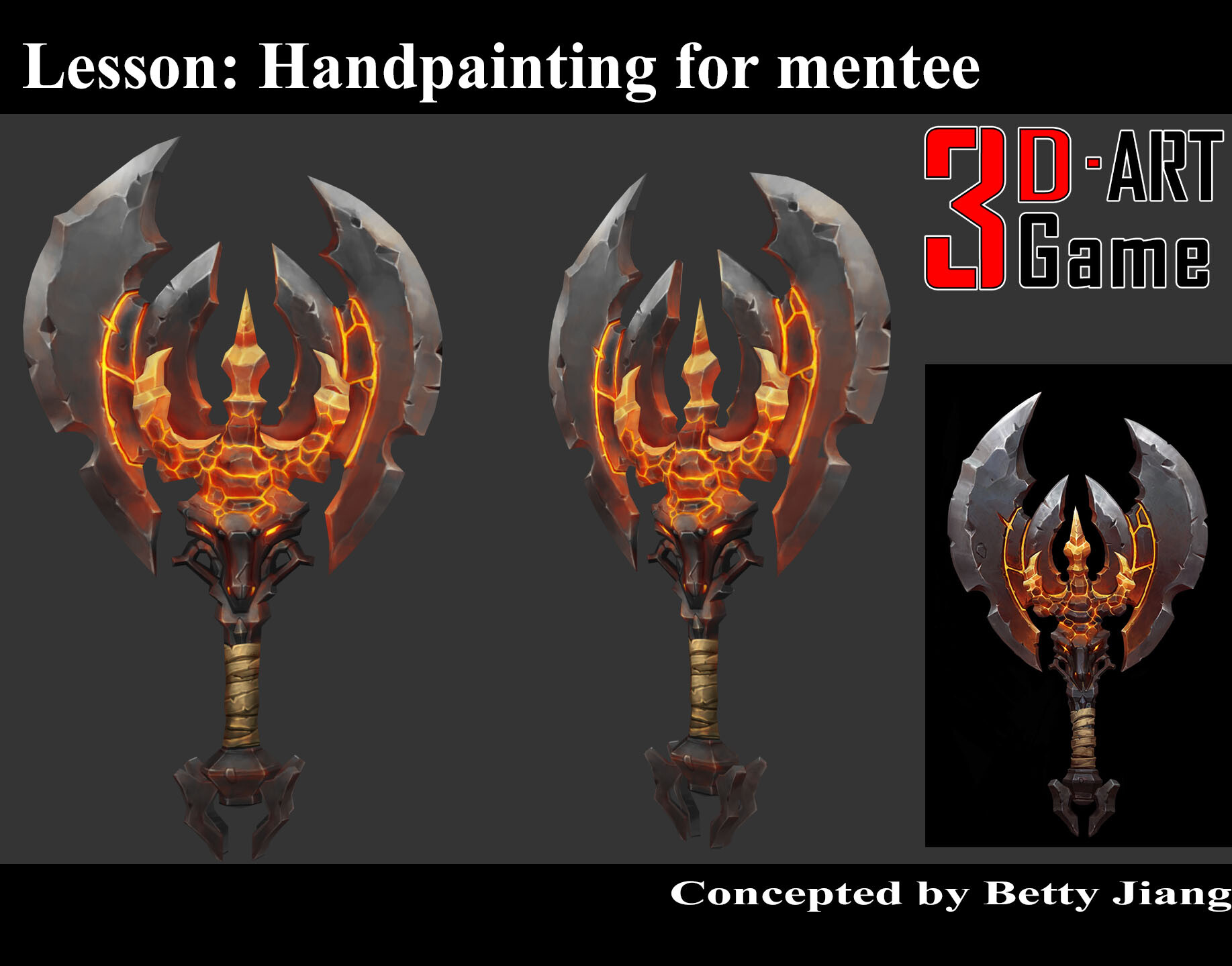 ArtStation - 3Dgameart: 3D handpainted texture_ Demon Axe