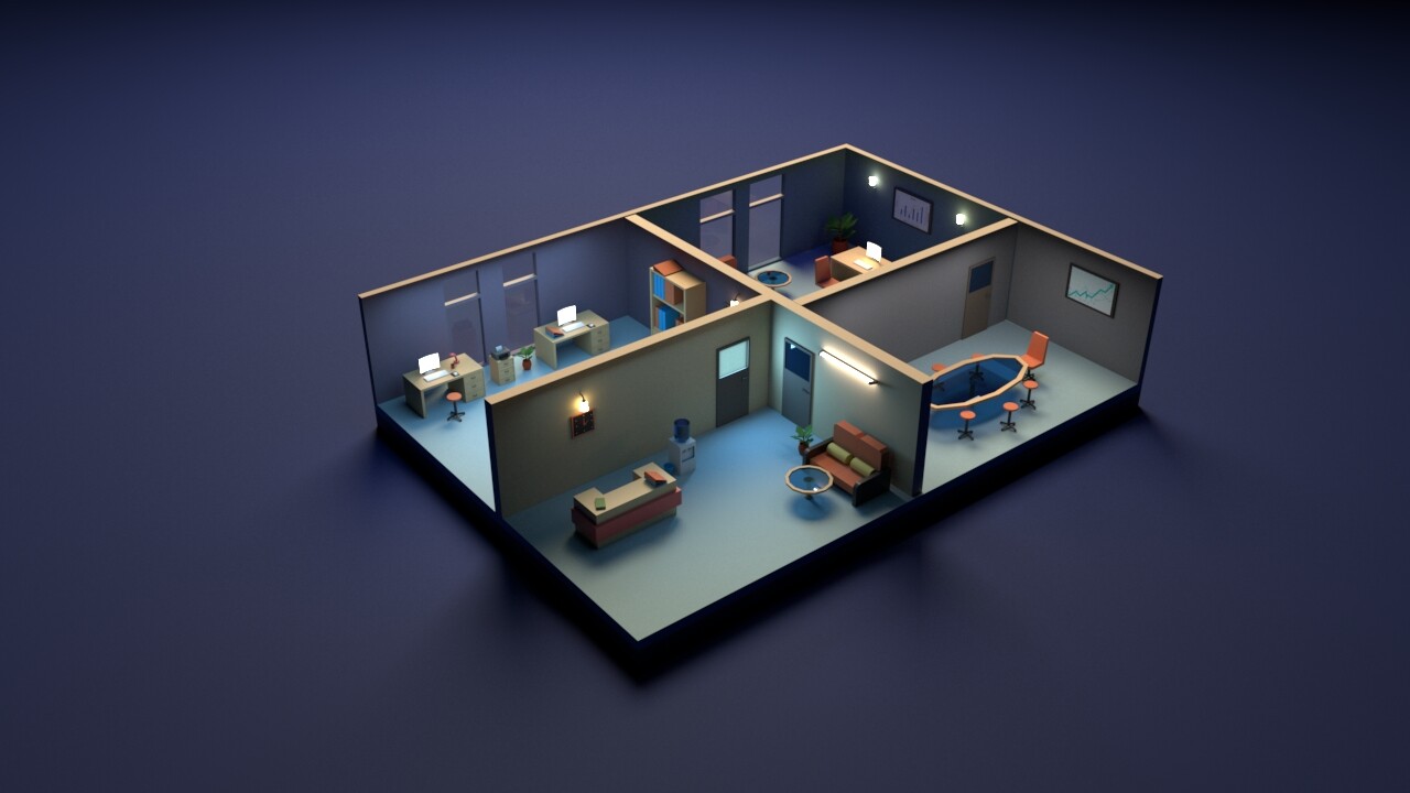 ArtStation - Low Poly Office Space