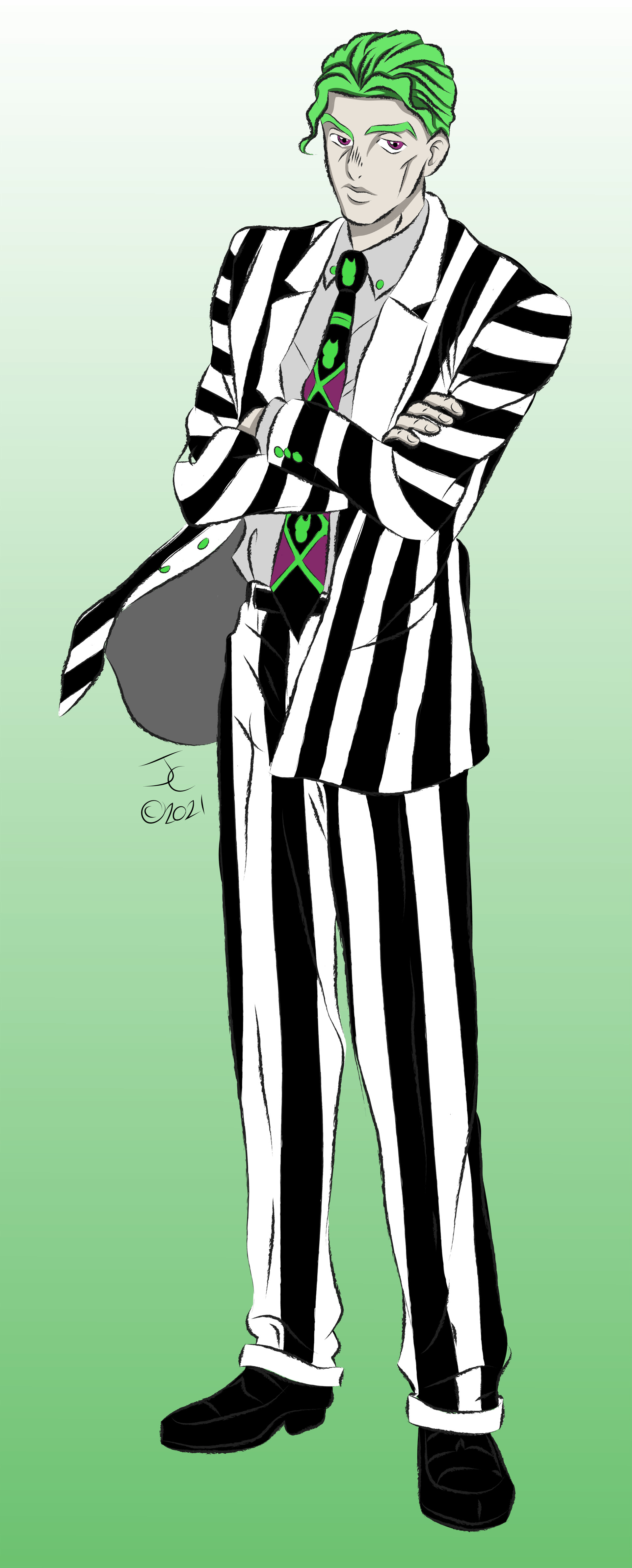 ArtStation - Jojo Horror Concept Fan Art: Kira Yoshikage as Beetlejuice