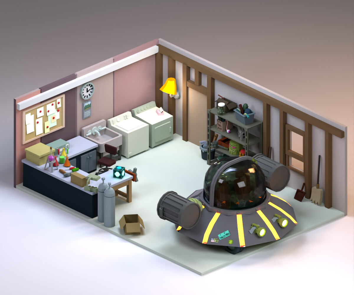 ArtStation - [Lowpoly] Rick's Lab
