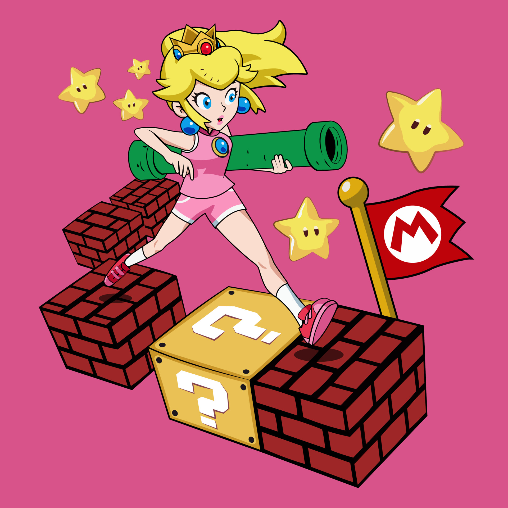 ArtStation - Nintendo Princess Peach Illustration T-shirt Design