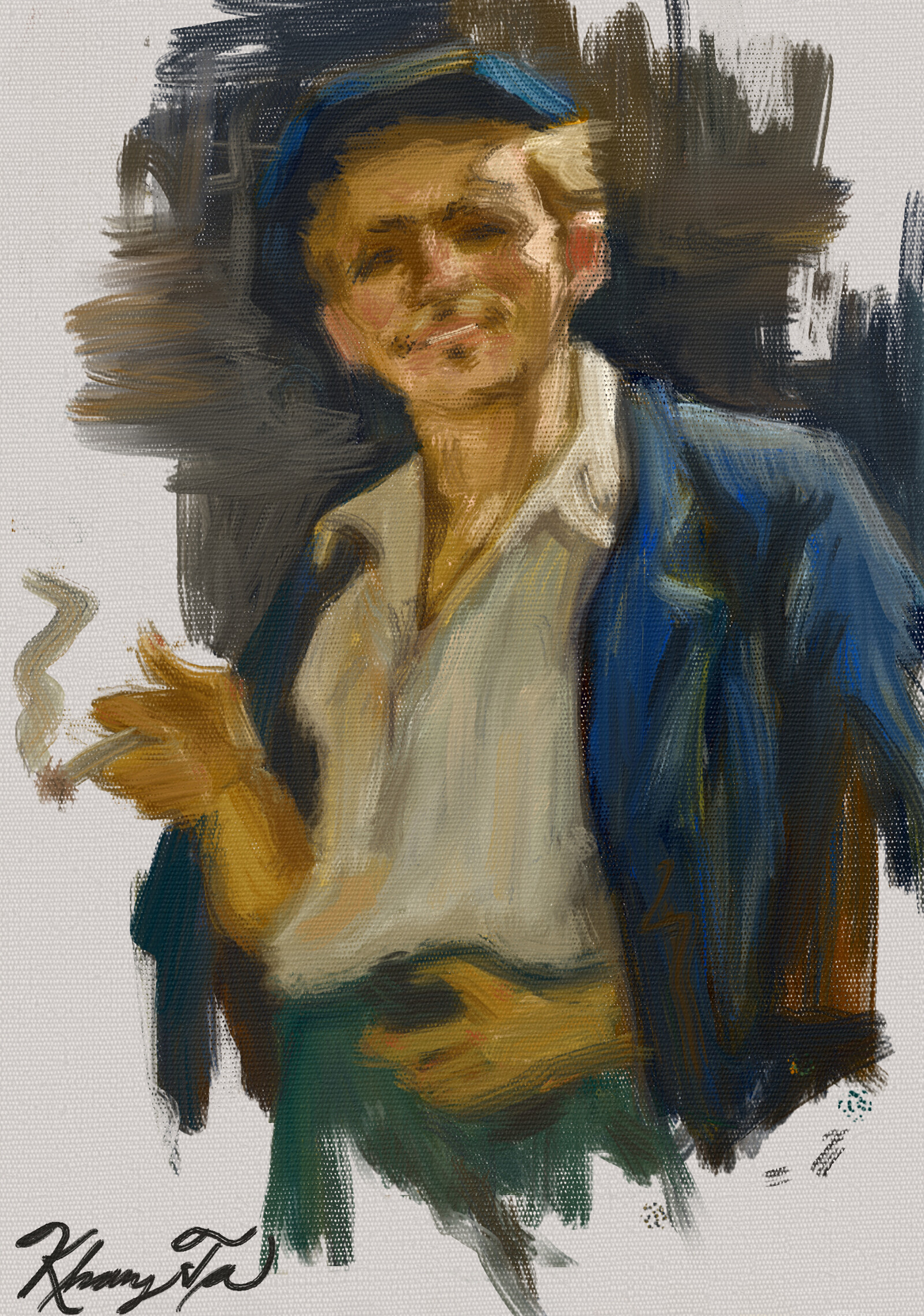 Khang Ta Art - Master copy of "Smoking Man"