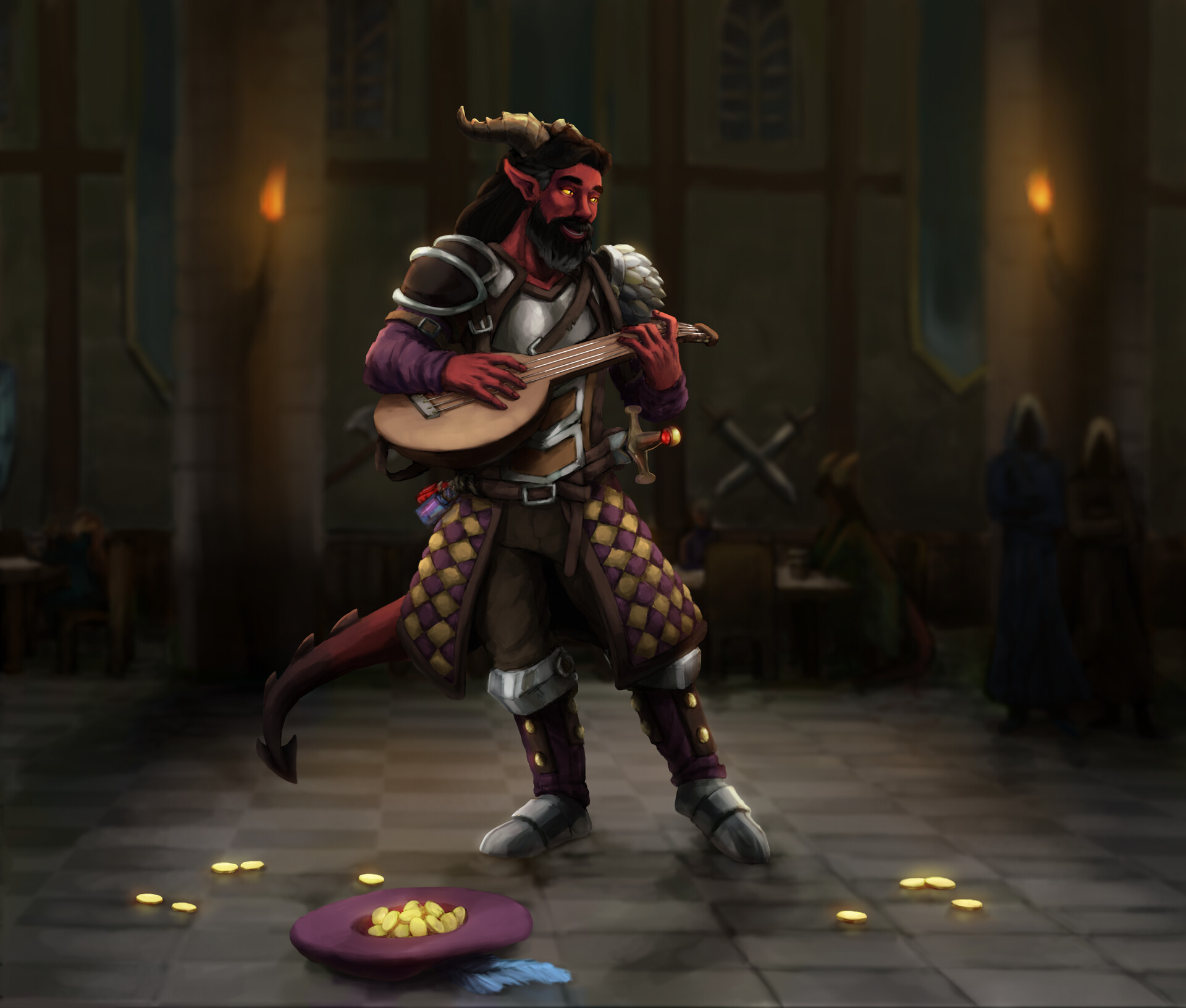 ArtStation - D&D teifling bard commission