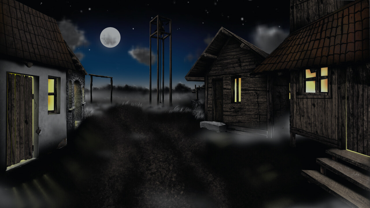 ArtStation - Village at night